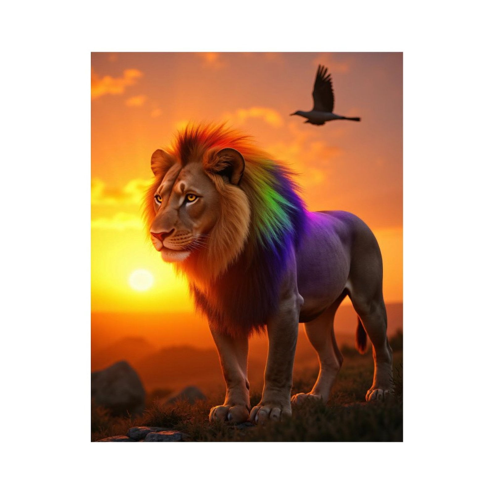 Paint by Numbers Kit for Adults, Lion Rainbow Mane Sunset Bird Paint by ...