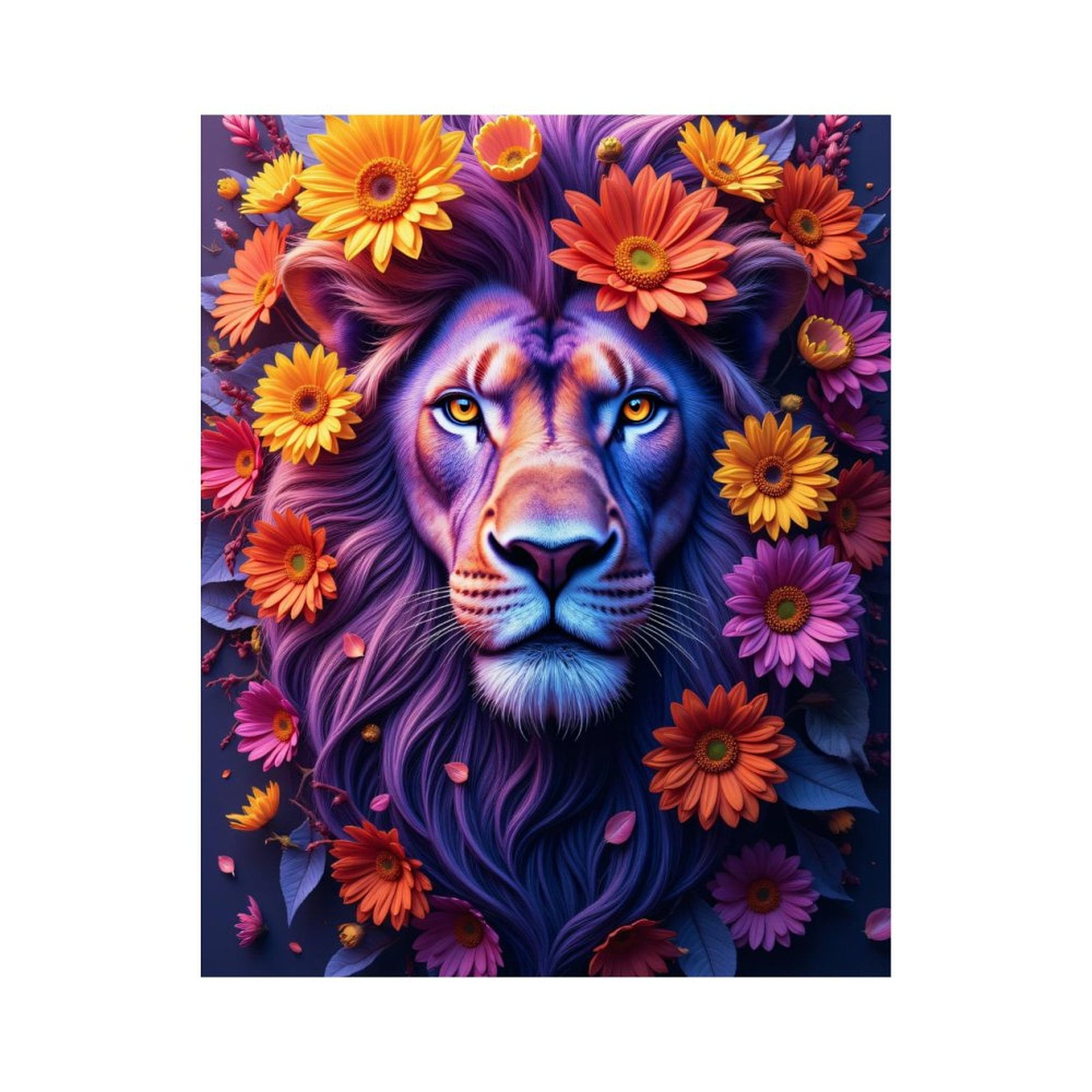 Paint by Numbers Kit for Adults, Lion Vibrant Flowers Majestic Mane ...
