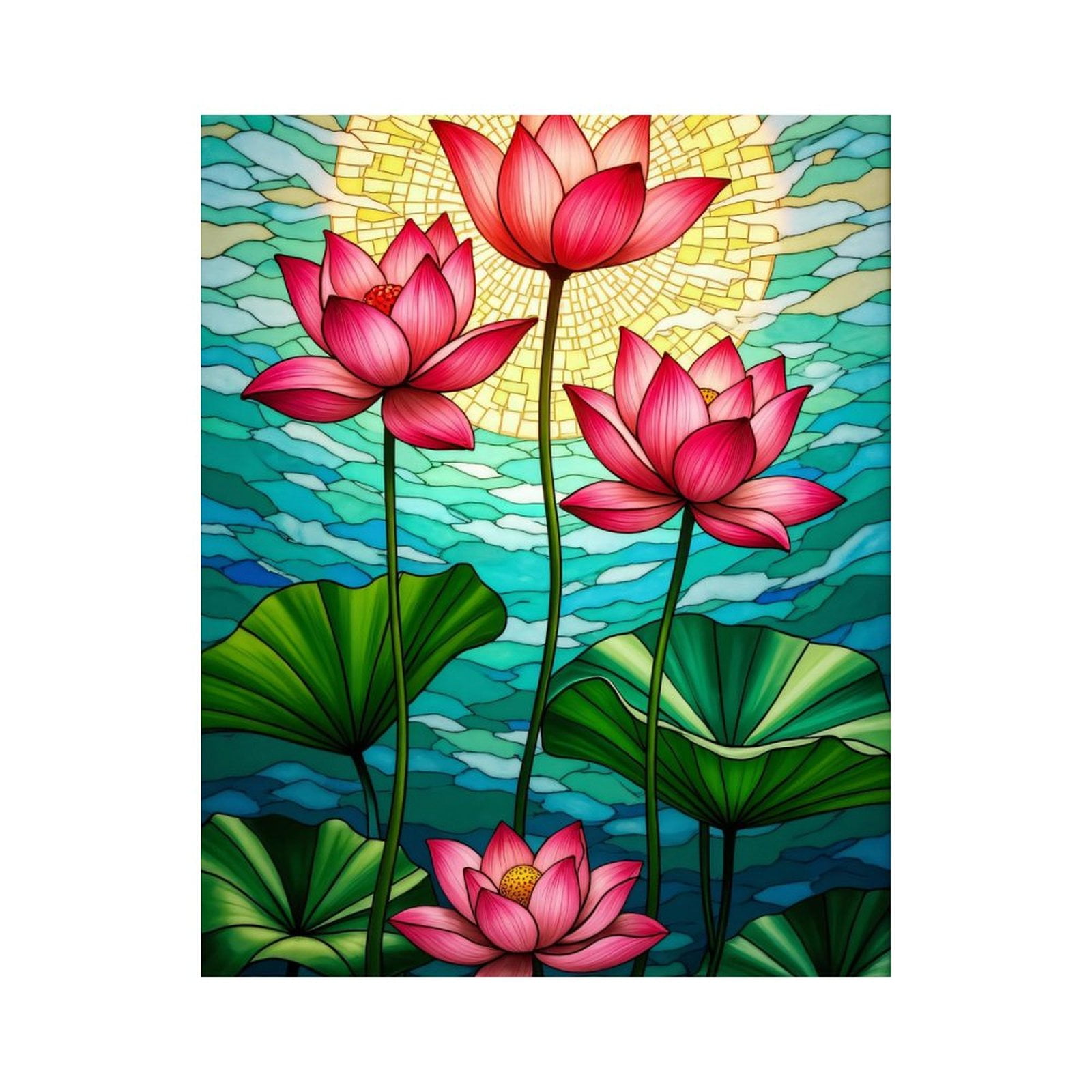 Paint by Numbers Kit for Adults, Lotus Blossoms Stained Glass Art Paint ...