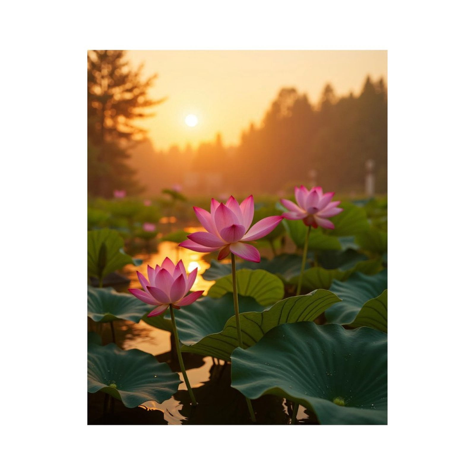 Paint by Numbers Kit for Adults, Lotus Sunset Serenity Lake Scene Paint ...