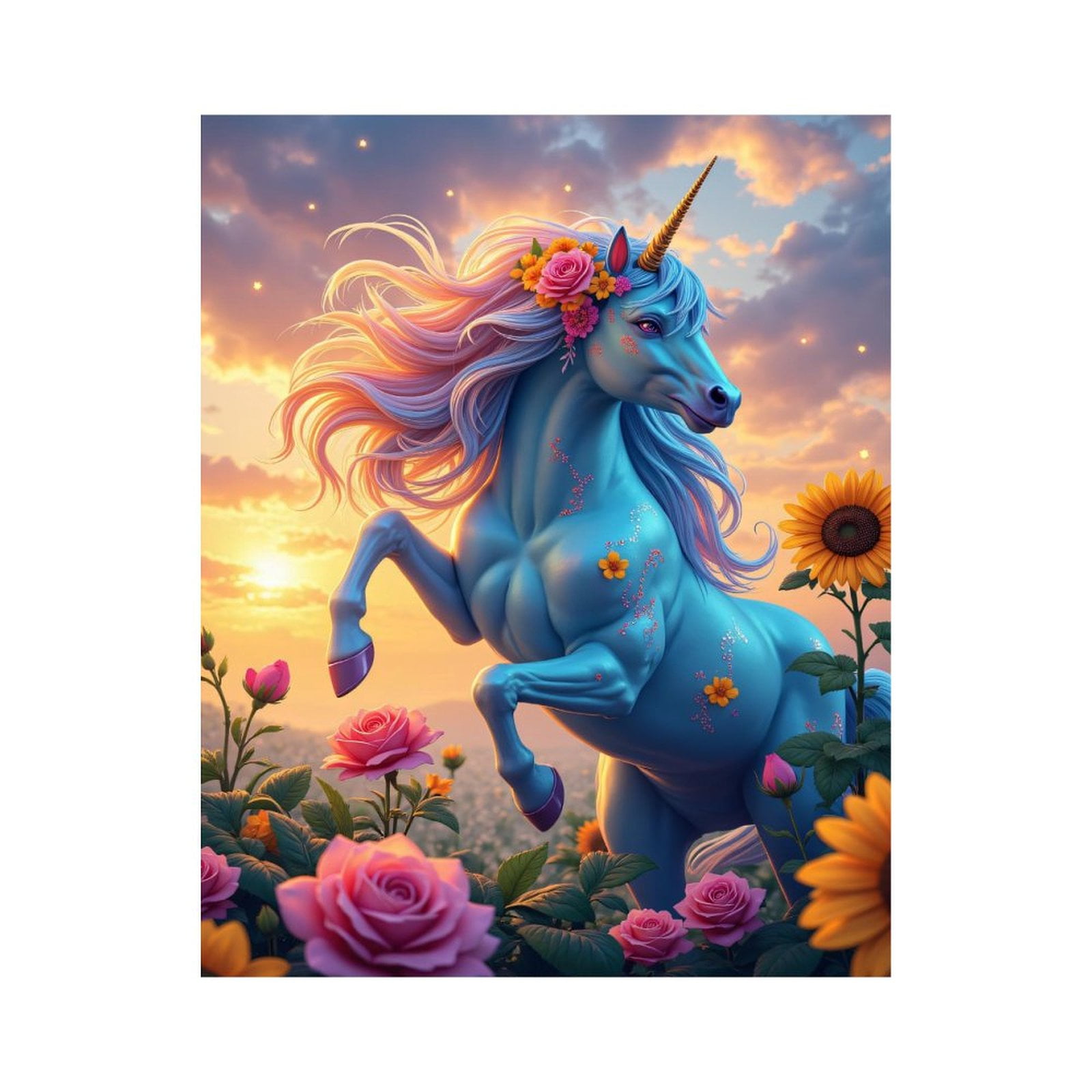 Paint by Numbers Kit for Adults, Majestic Blue Creature In Blossoms ...