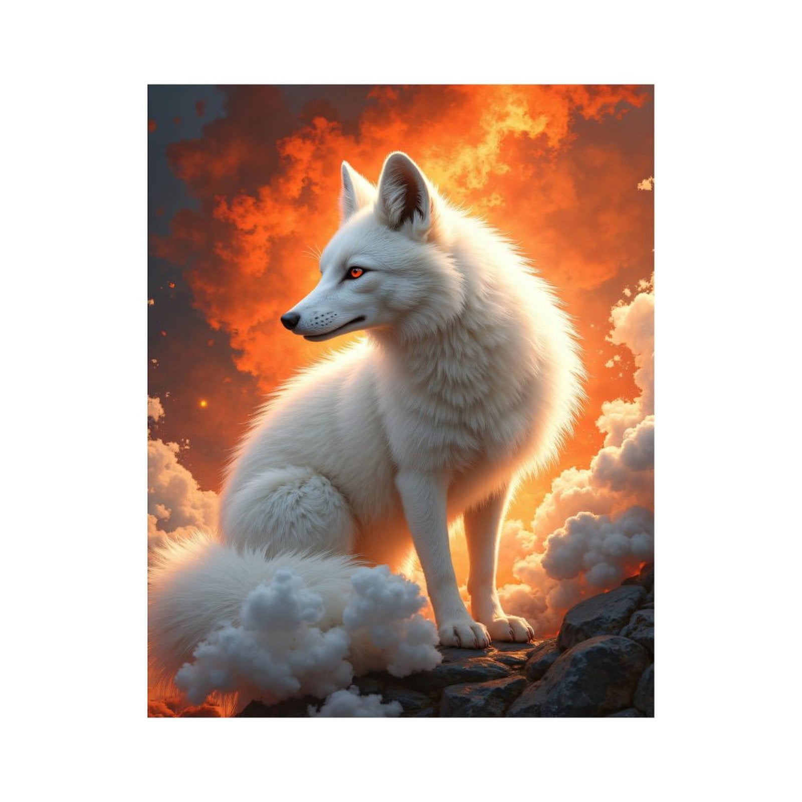 Paint by Numbers Kit for Adults, Majestic White Fox Fiery Sky Paint by ...