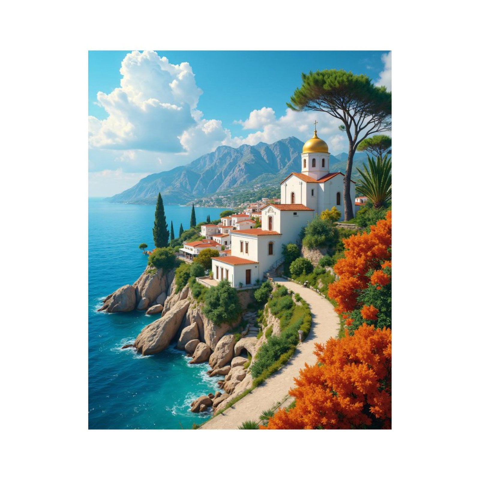 Paint by Numbers Kit for Adults, Mediterranean Coastal Village Scenery ...
