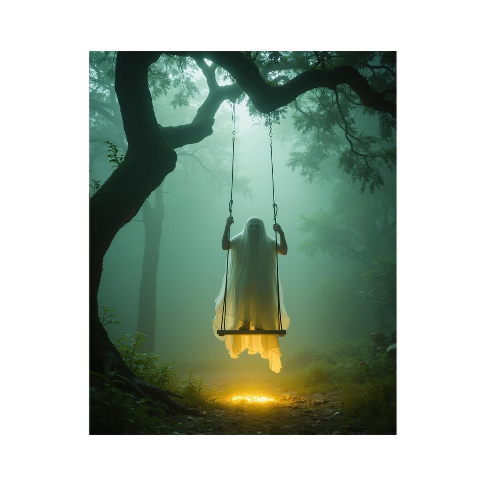 Paint by Numbers Kit for Adults, Misty Enchanted Forest Ghostly Swing ...