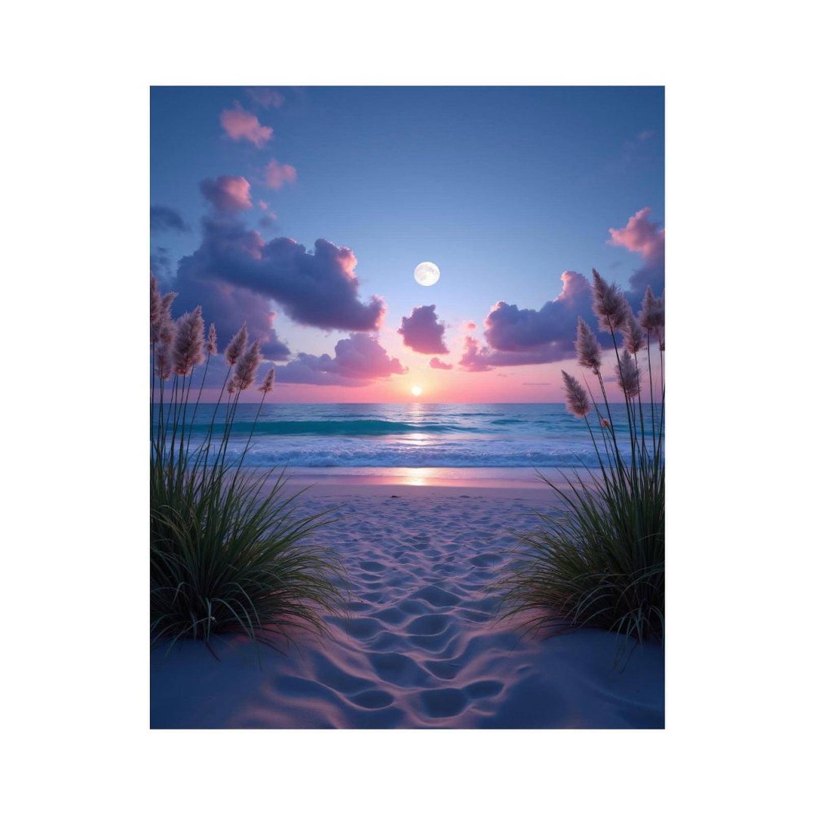 Paint by Numbers Kit for Adults, Moonlight Beach Sunset Scene Paint by ...