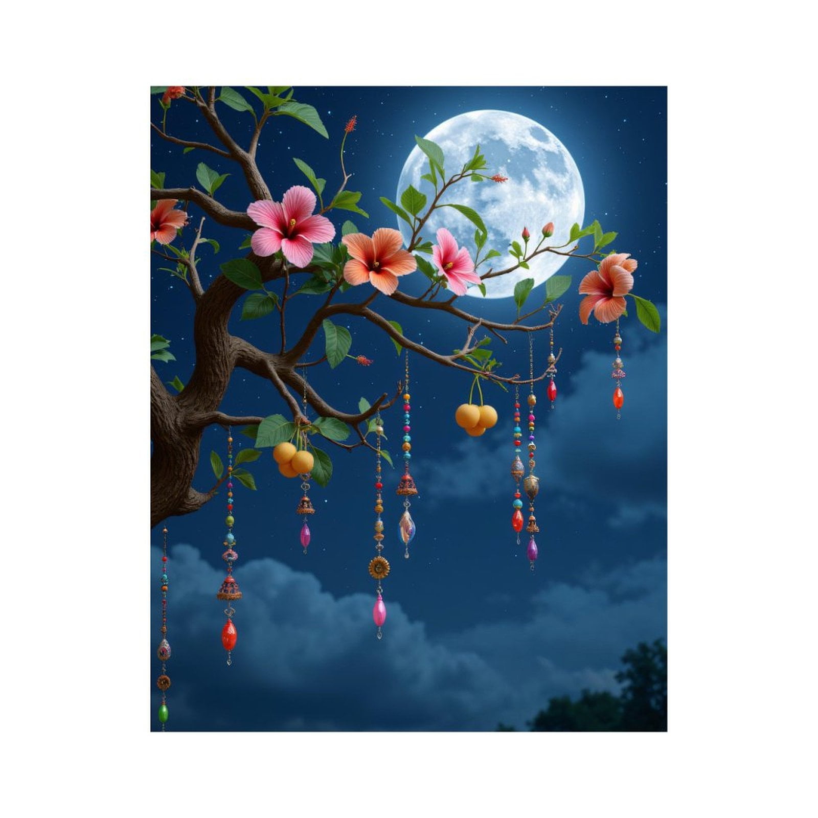 Paint by Numbers Kit for Adults, Moonlit Blossoms Night Sky Paint by Numbers, Easy Paint by ...