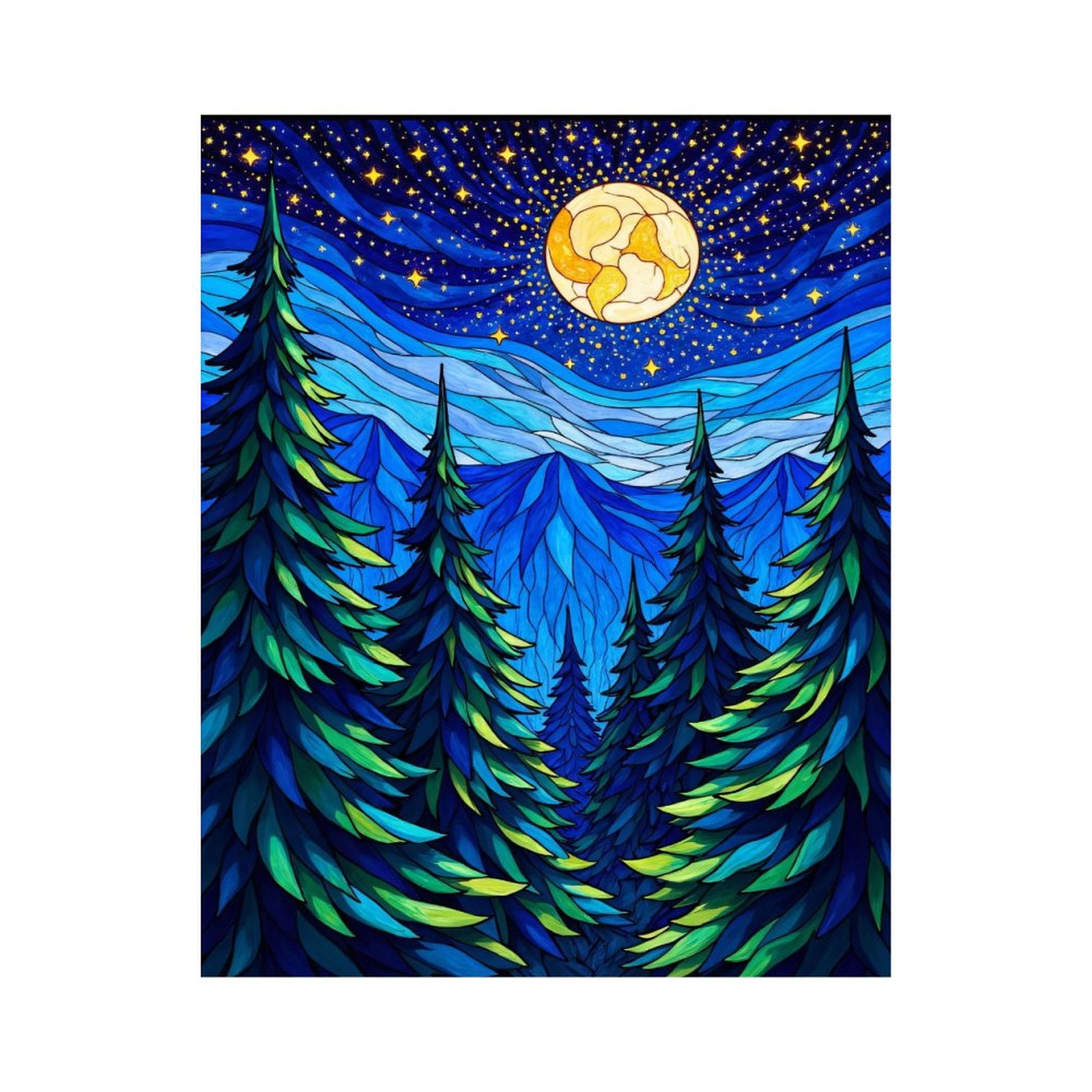 Paint by Numbers Kit for Adults, Moonlit Forest Night Sky Scene Paint ...