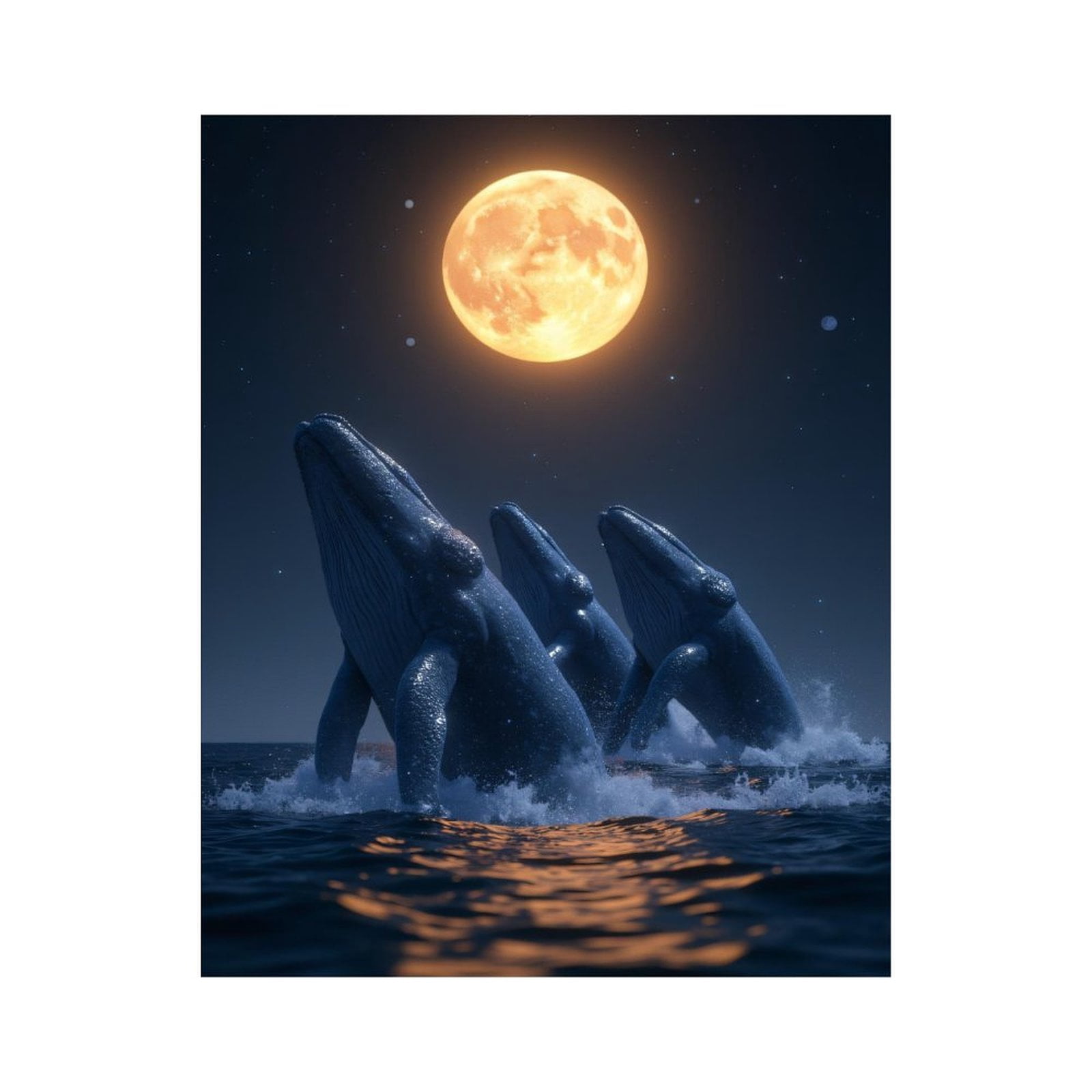 Paint by Numbers Kit for Adults, Moonlit Ocean Majestic Whales Paint by ...