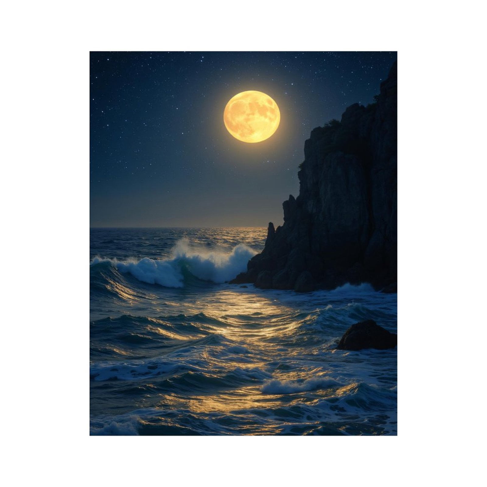 Paint by Numbers Kit for Adults, Moonlit Ocean Waves Night Sky Paint by ...