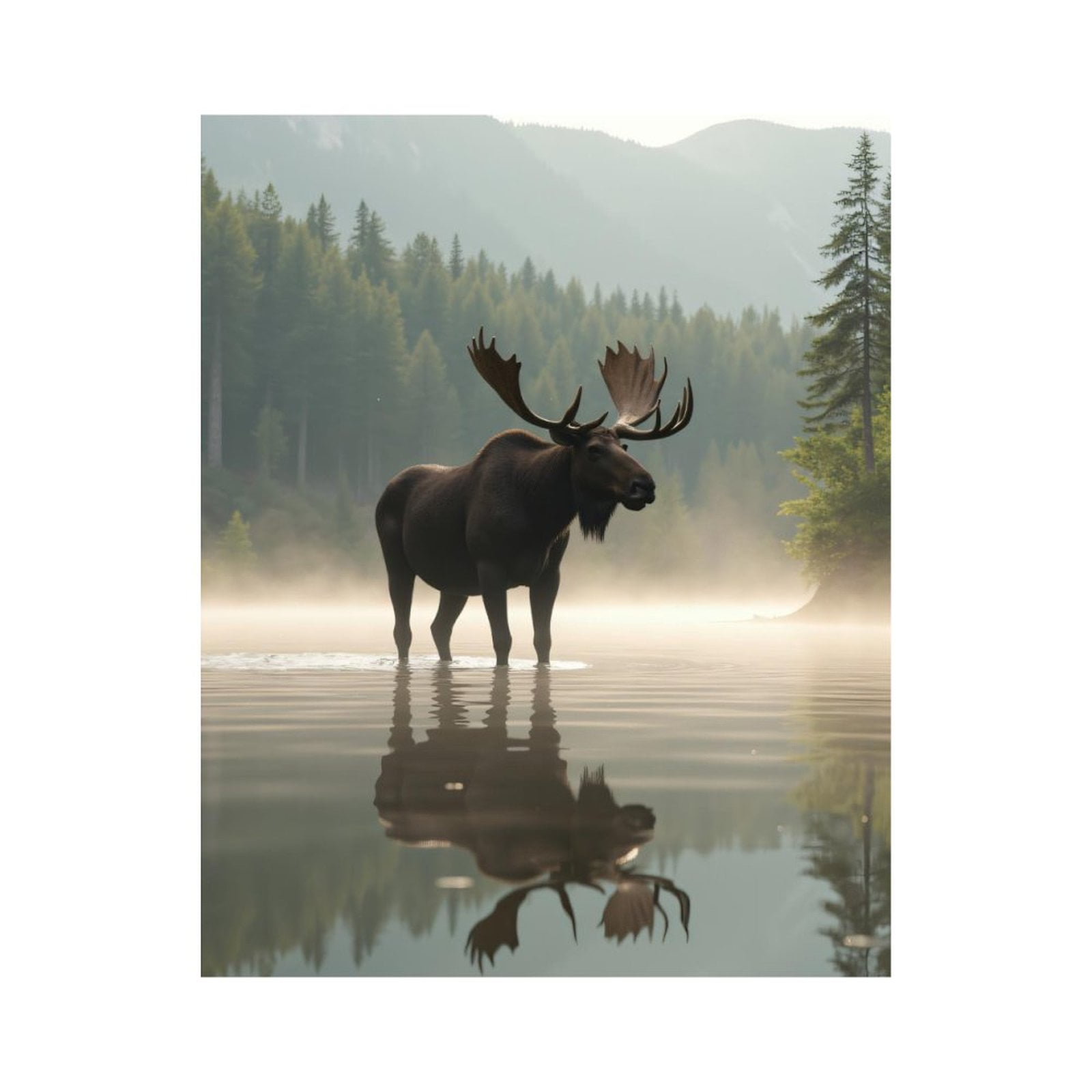 Paint by Numbers Kit for Adults, Moose Misty Forest Reflection Paint by ...