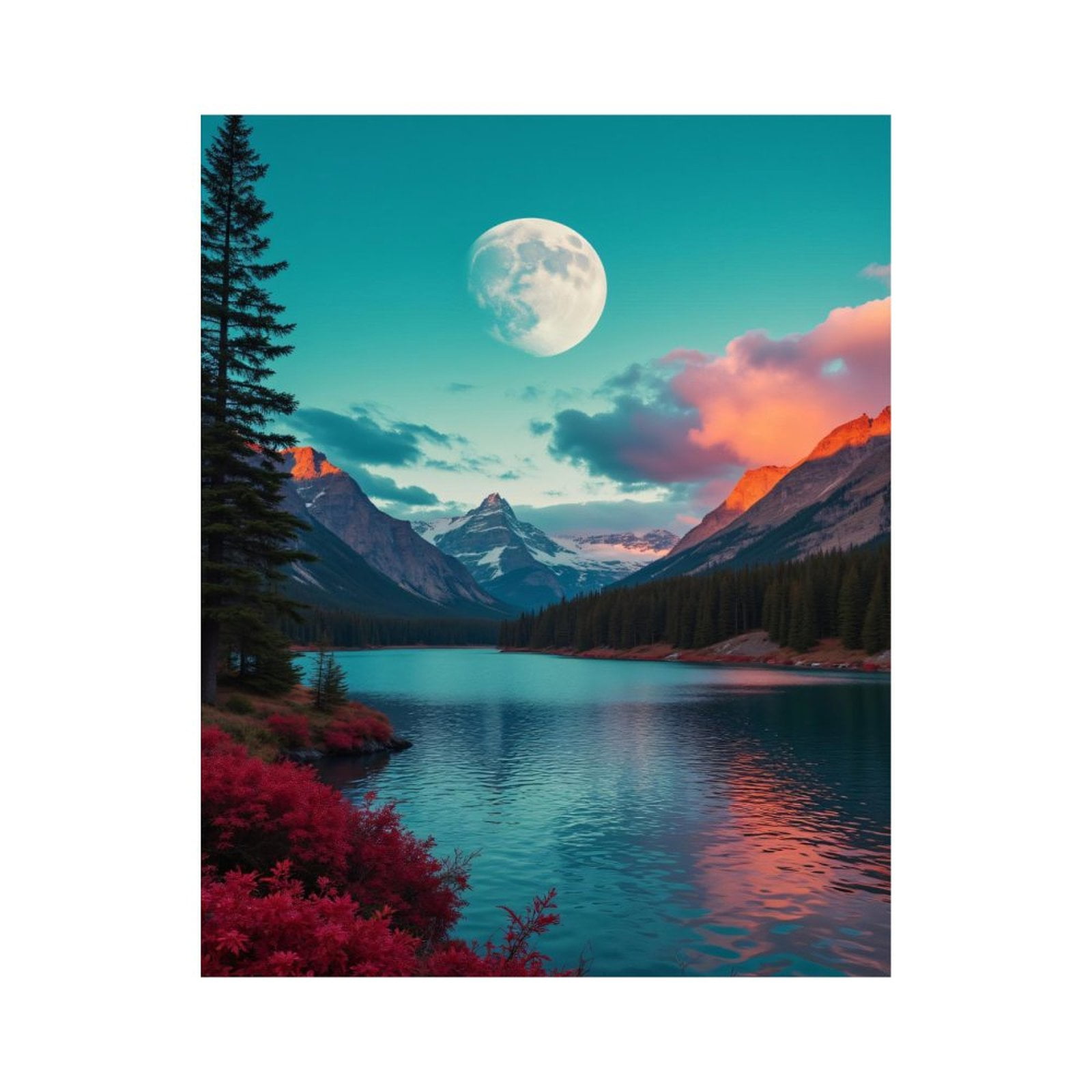 Paint by Numbers Kit for Adults, Mountain Lake Moonlight Reflection ...