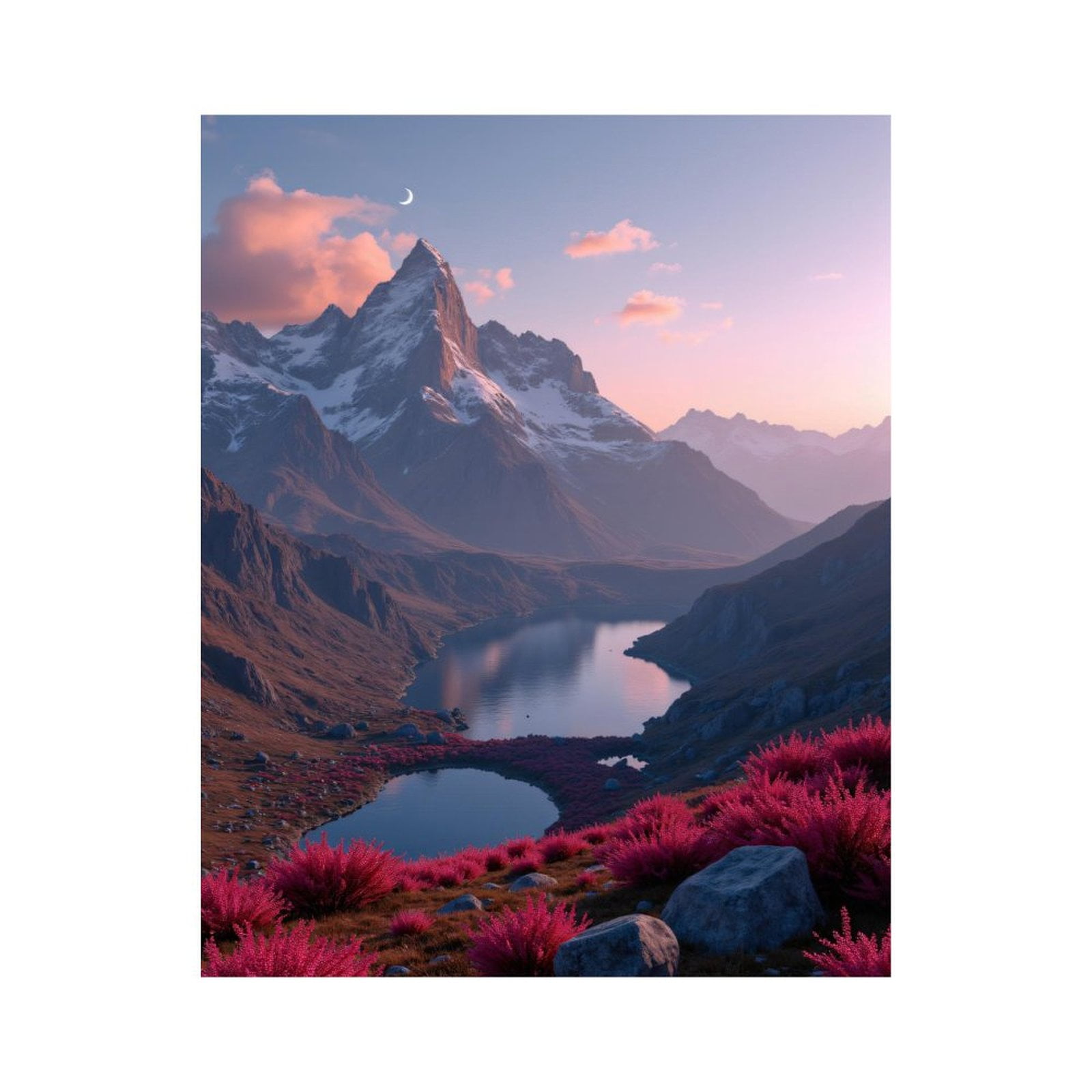 Paint by Numbers Kit for Adults, Mountain Lake Pink Sunset Landscape ...