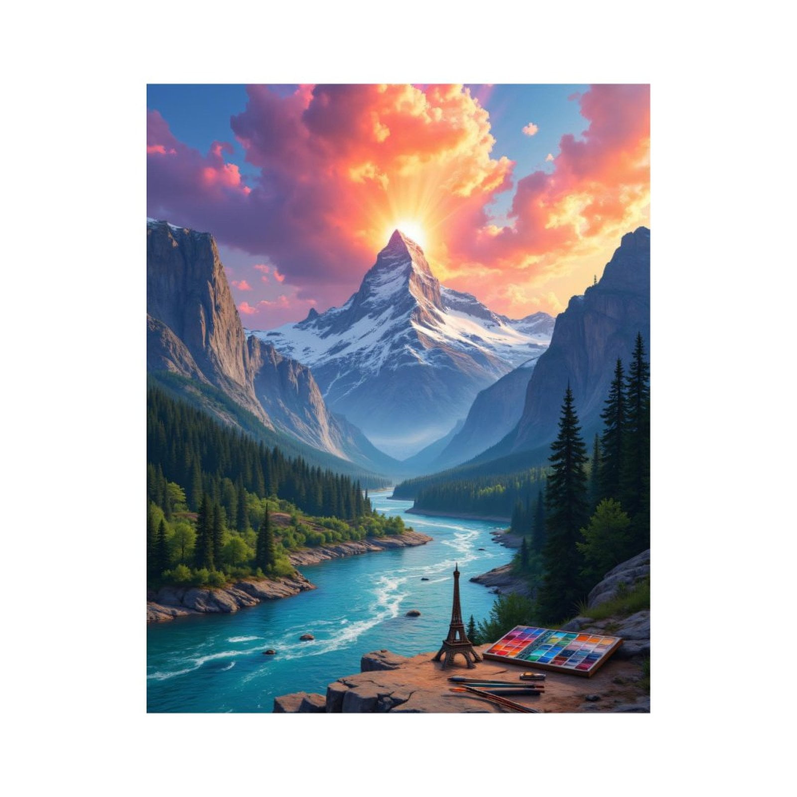 Paint by Numbers Kit for Adults, Mountain Sunrise Artistic Canvas Paint ...