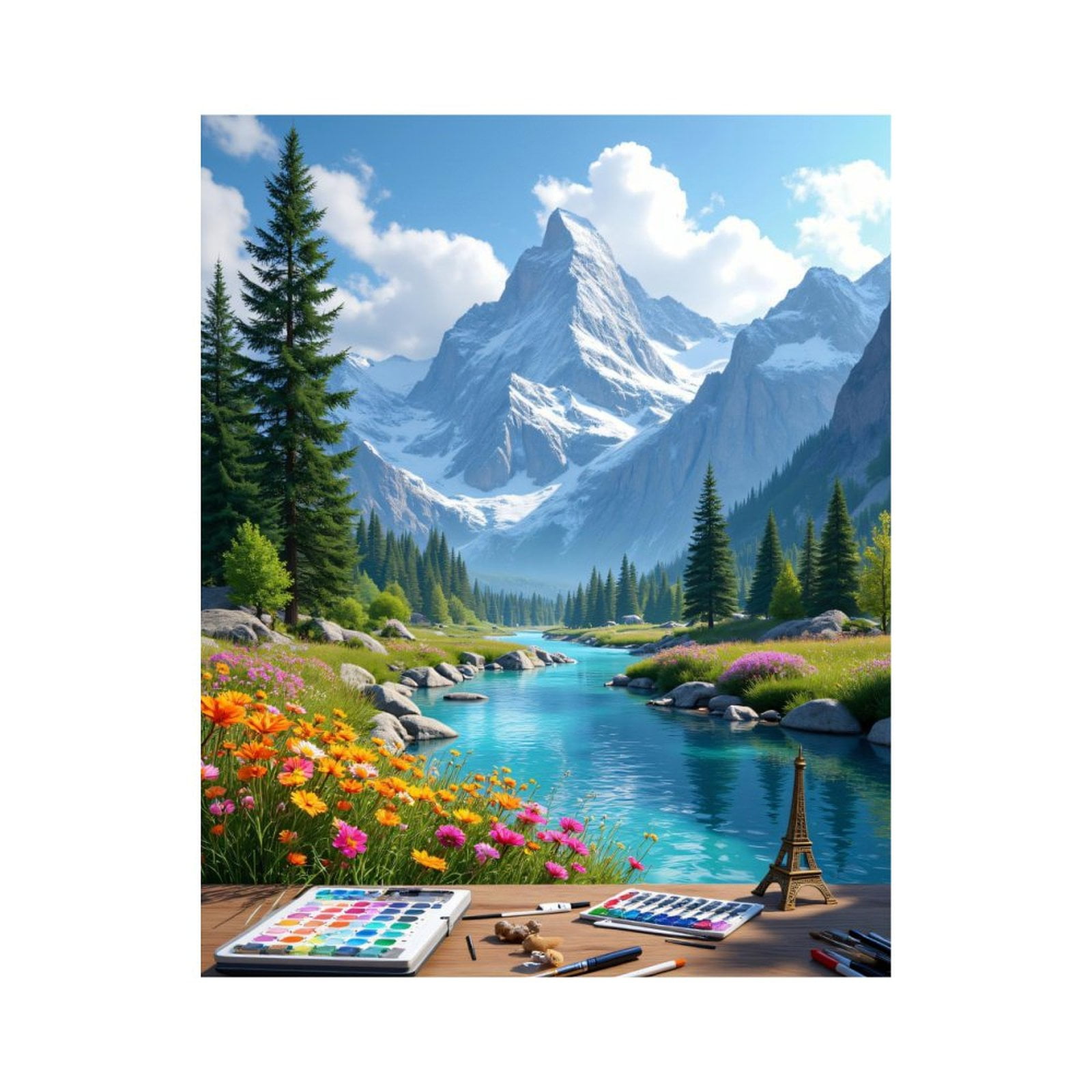Paint by Numbers Kit for Adults, Mt Landscape Art Supplies Scene Paint ...