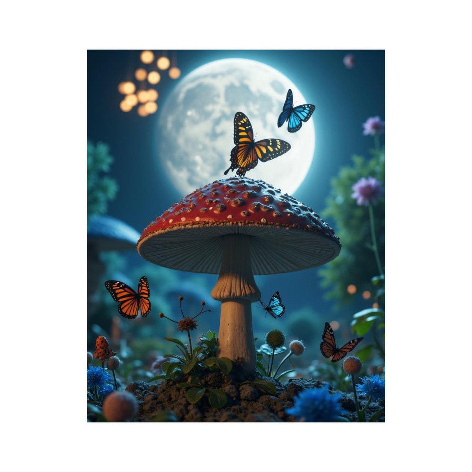 Paint by Numbers Kit for Adults, Mushroom Moonlight Butterfly Garden ...