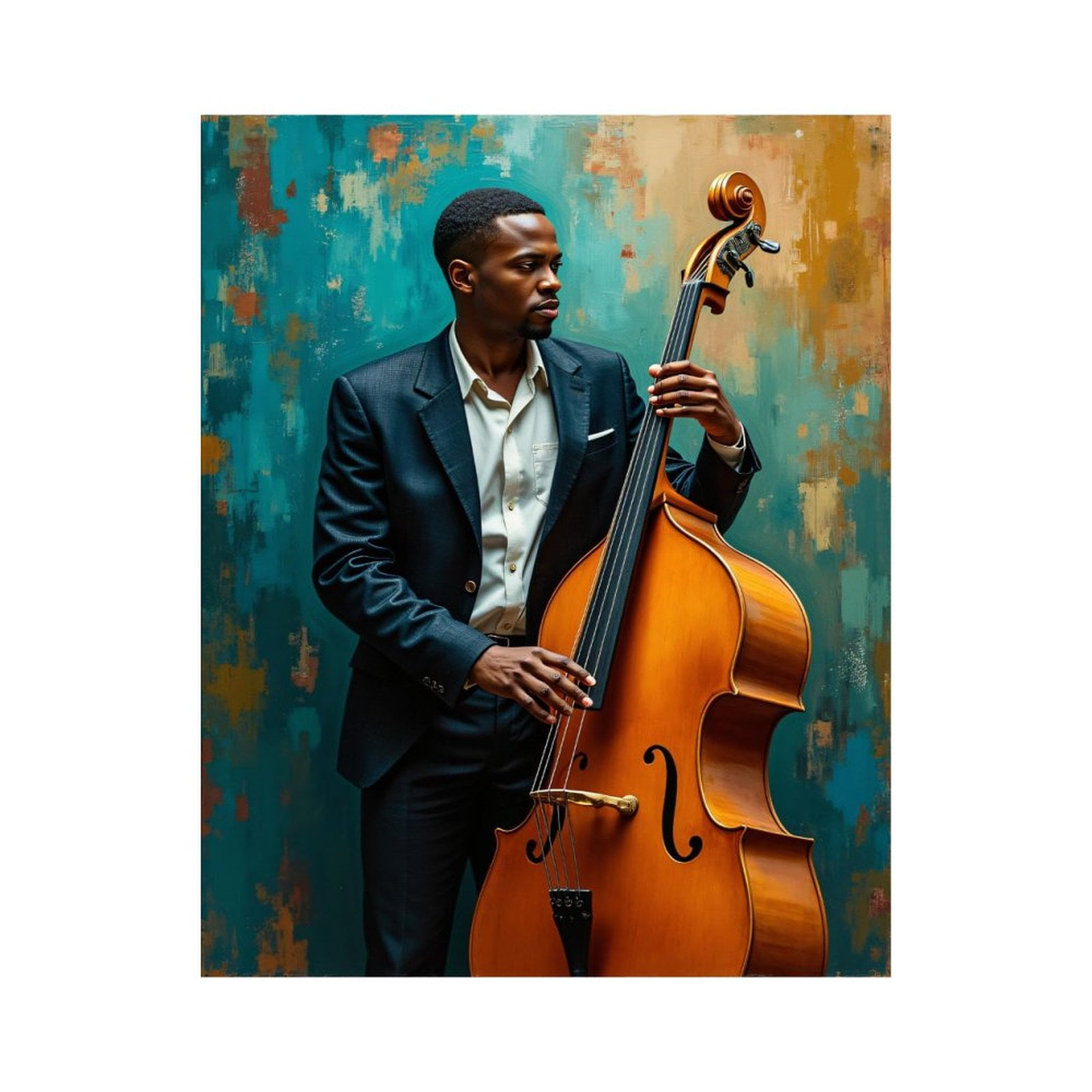 Paint by Numbers Kit for Adults, Musician Playing Double Bass Art Paint ...