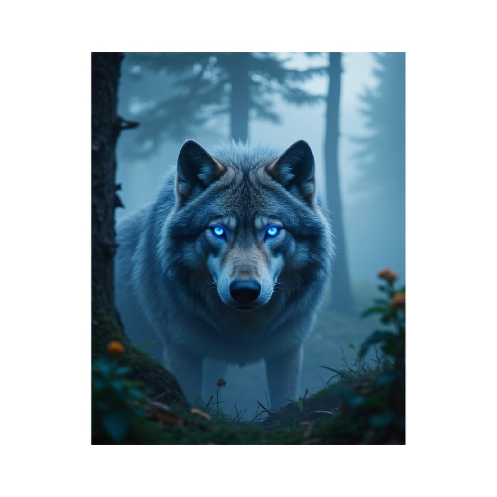 Paint by Numbers Kit for Adults, Mysterious Forest Blue-Eyed Wolf Paint ...