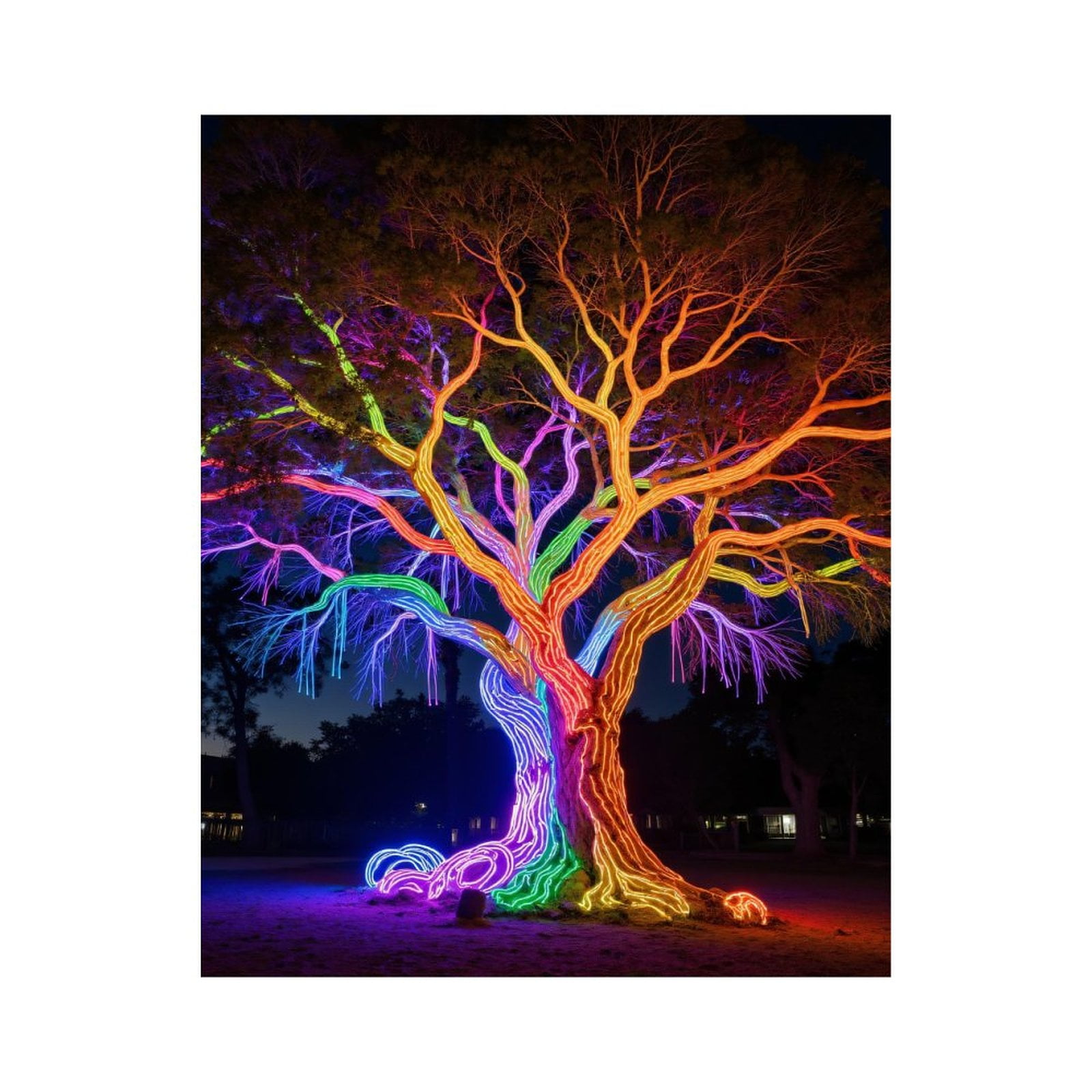 Paint by Numbers Kit for Adults, Neon Tree With Colorful Light Branches ...
