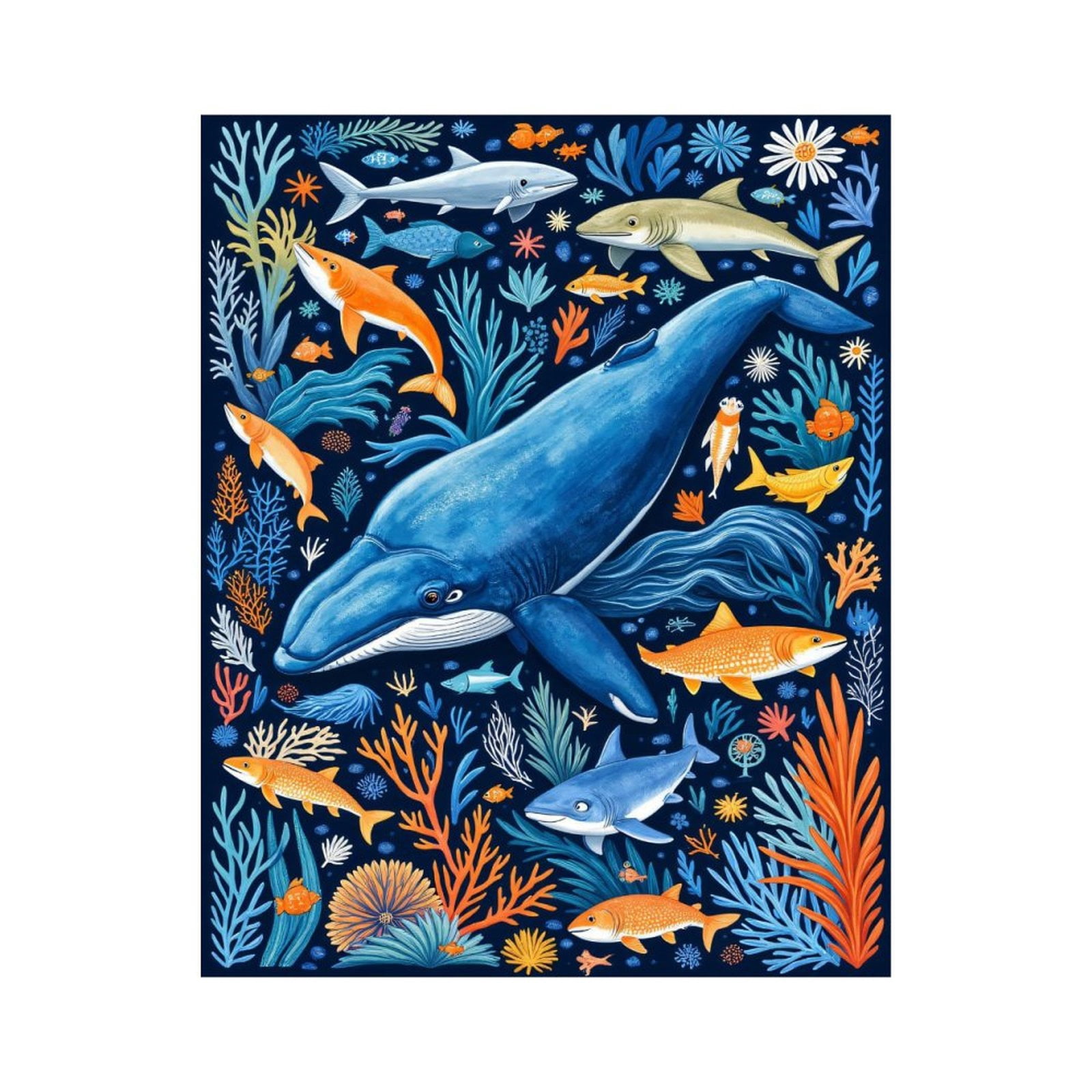 Paint by Numbers Kit for Adults, Oceanic Life Illustration Coral Reef ...