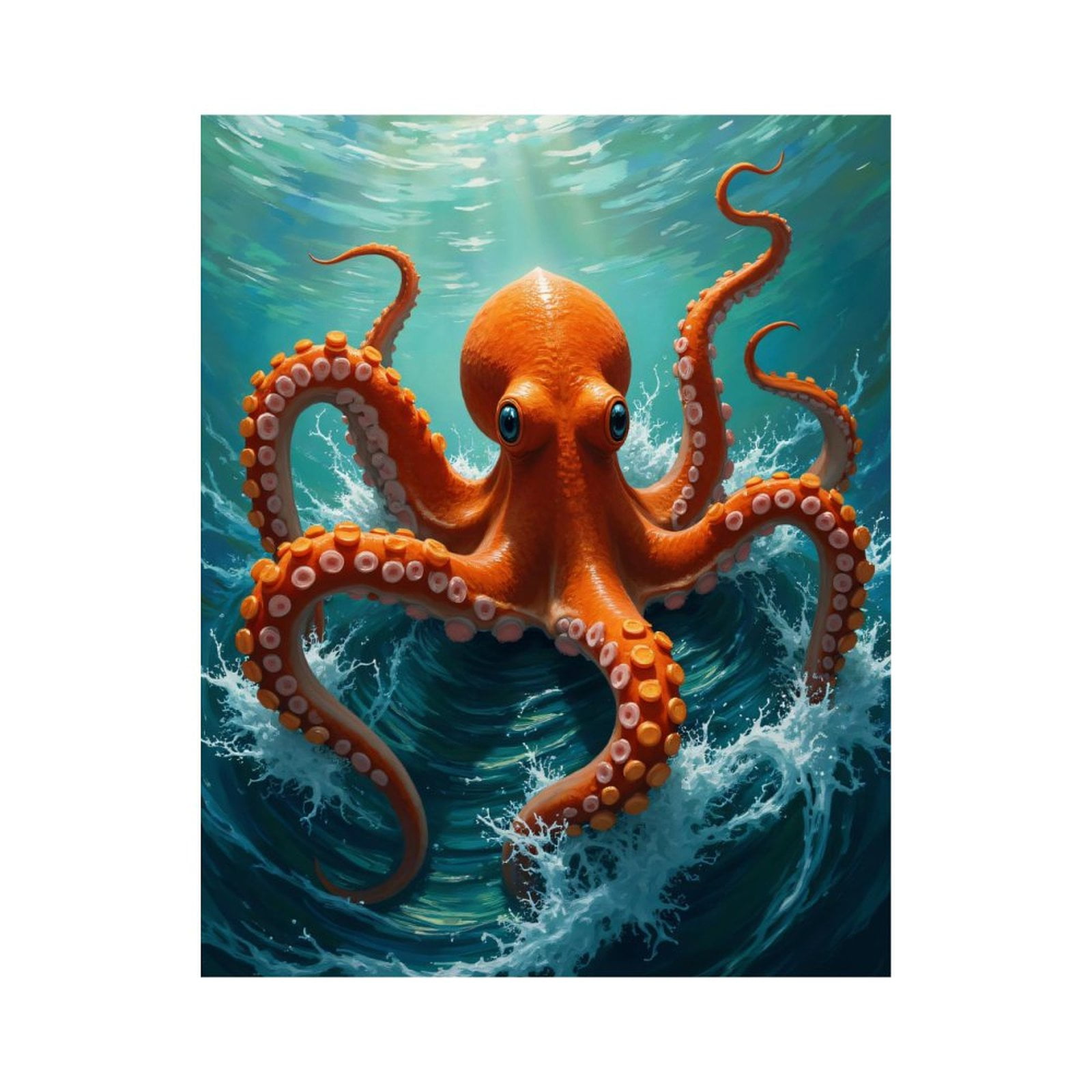 Paint by Numbers Kit for Adults, Octopus Ocean Waves Vibrant Colorful ...