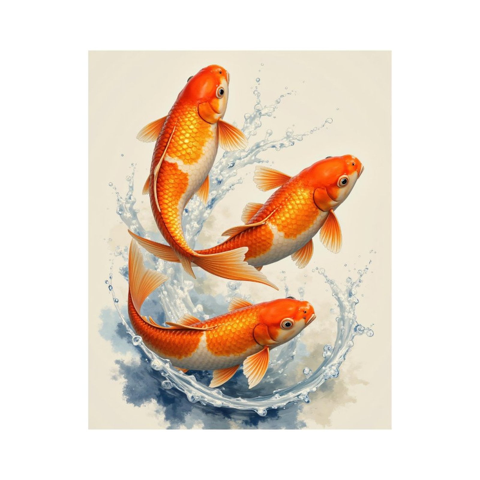 Paint by Numbers Kit for Adults, Orange Fish Water Splash Artwork Paint ...