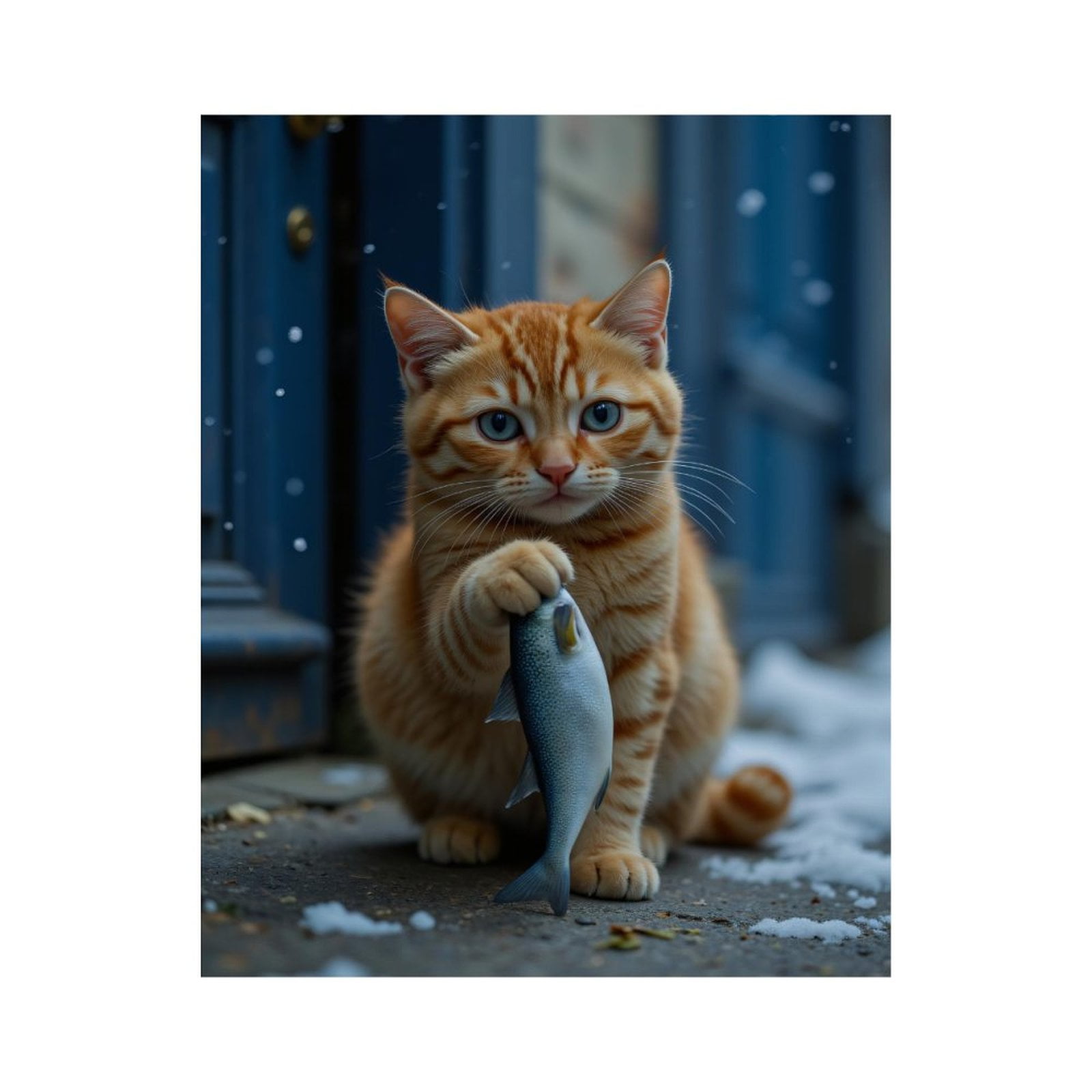 Paint by Numbers Kit for Adults, Orange Tabby Cat Holding Fish Paint by ...