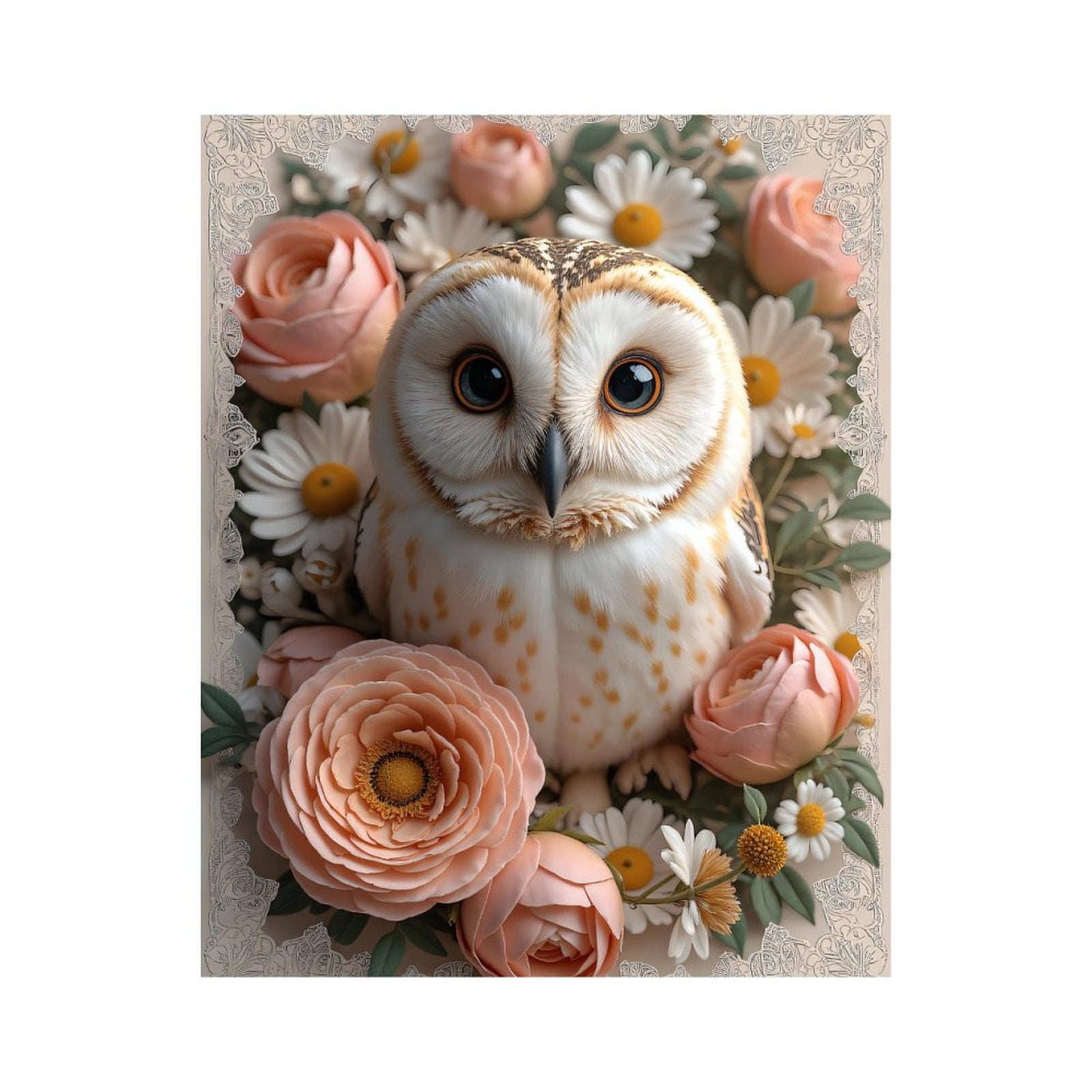 Paint by Numbers Kit for Adults, Owl In Floral Blooms Artwork Paint by ...