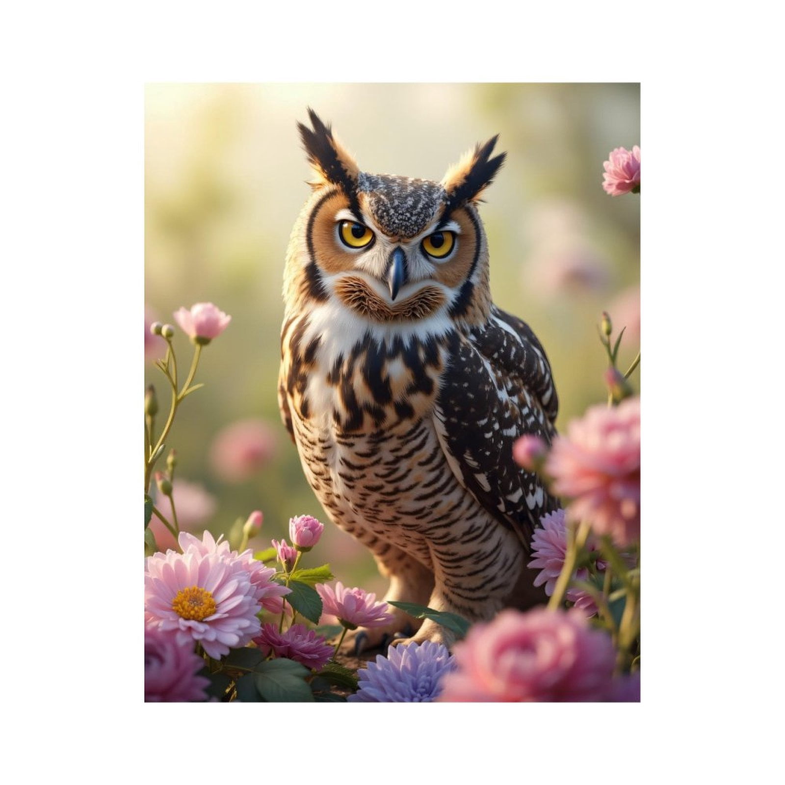 Paint by Numbers Kit for Adults, Owl In Pink Flower Garden Paint by ...