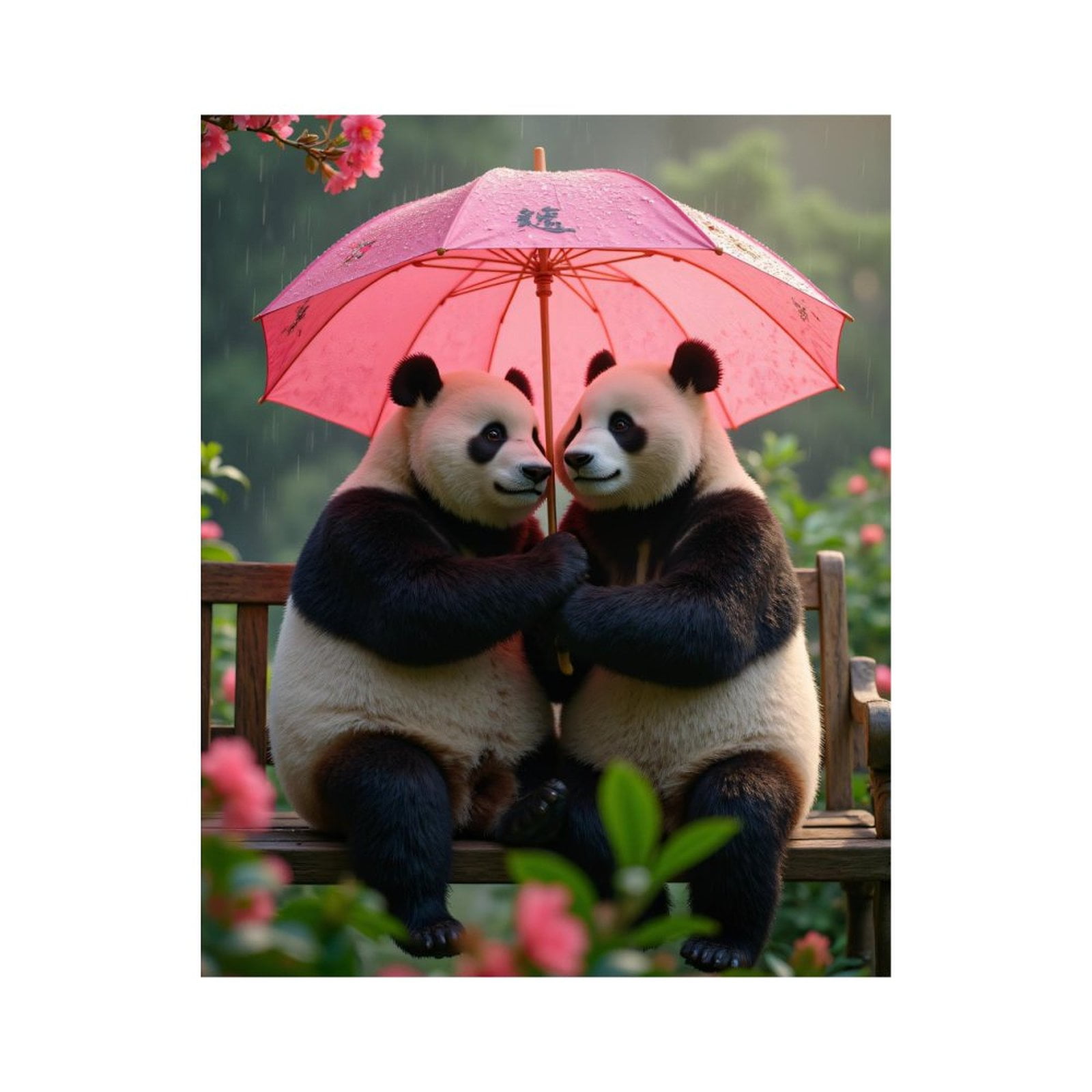 Paint by Numbers Kit for Adults, Pandas Sharing Pink Umbrella Rain Paint by Numbers, Easy Paint ...