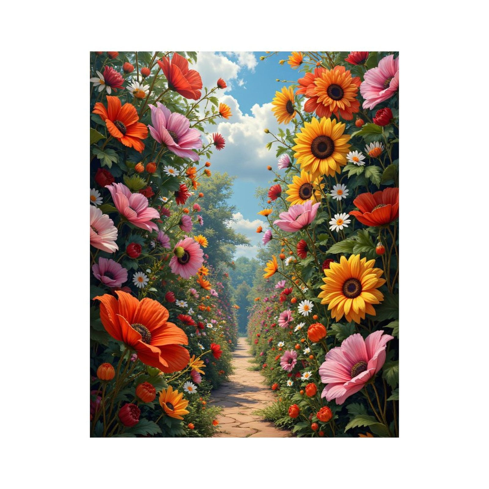 Paint by Numbers Kit for Adults, Pathway Through Vibrant Flower Garden ...