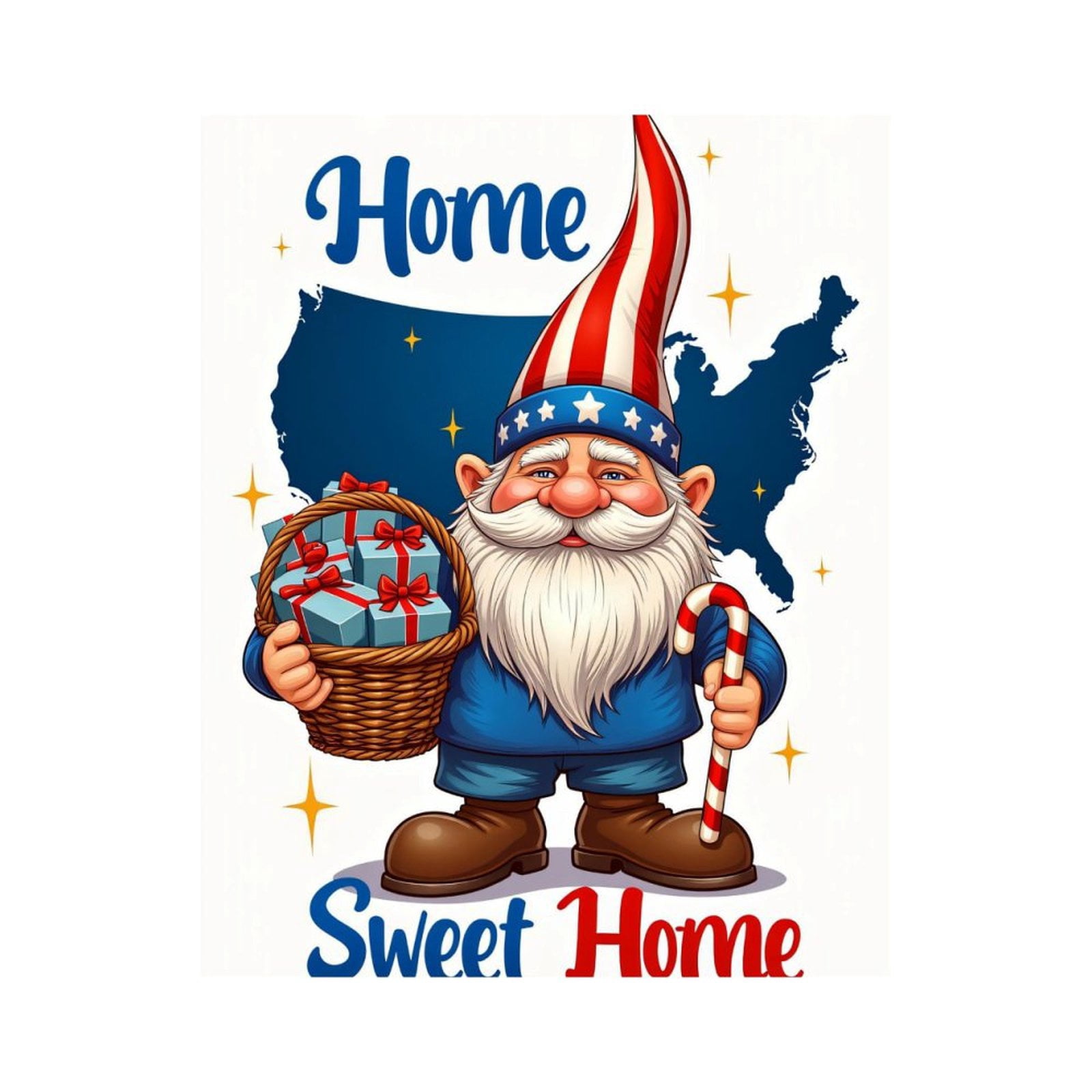 Paint by Numbers Kit for Adults, Patriotic Gnome With Presents Paint by ...