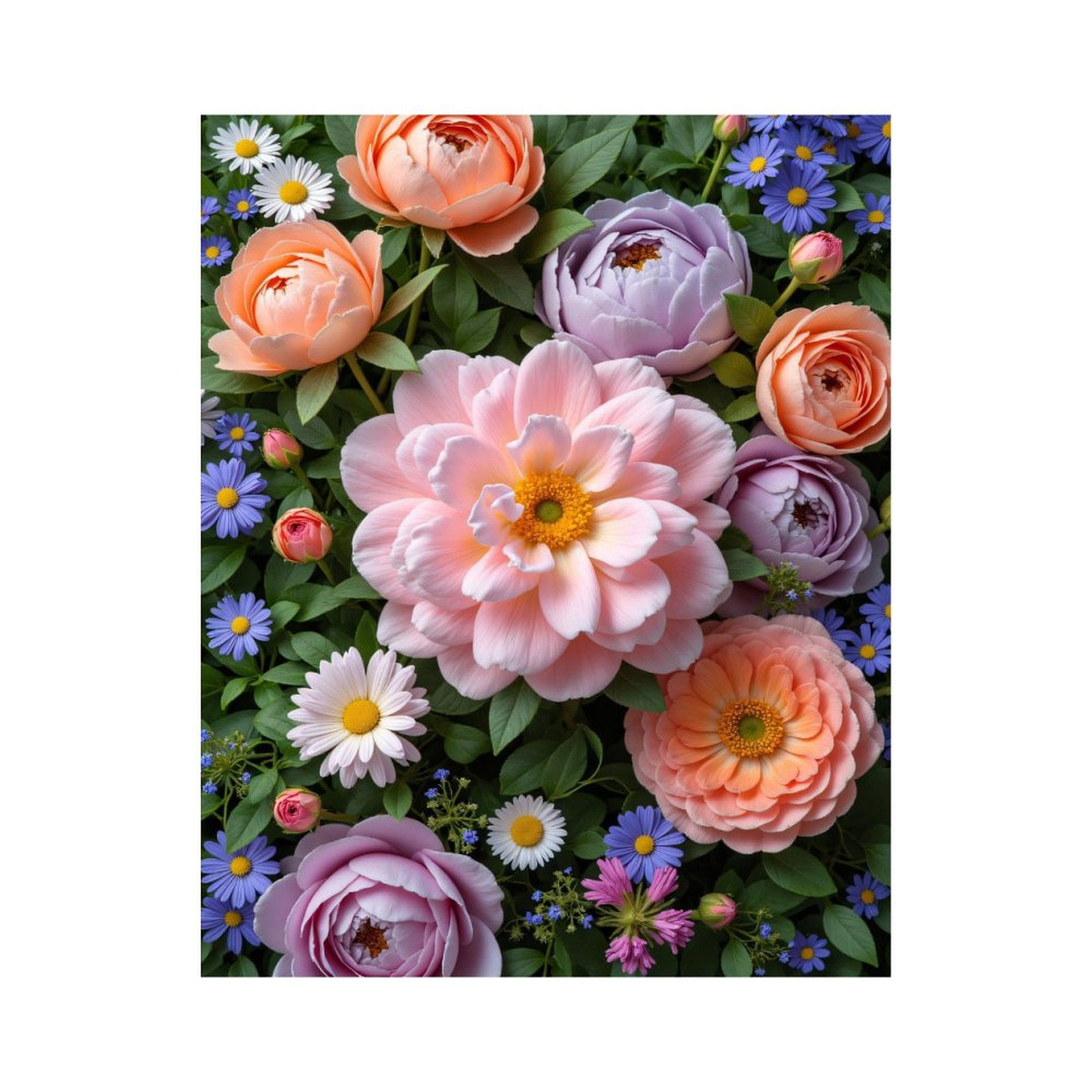 Paint by Numbers Kit for Adults, Peach Pink Floral Blooms Pattern Paint ...