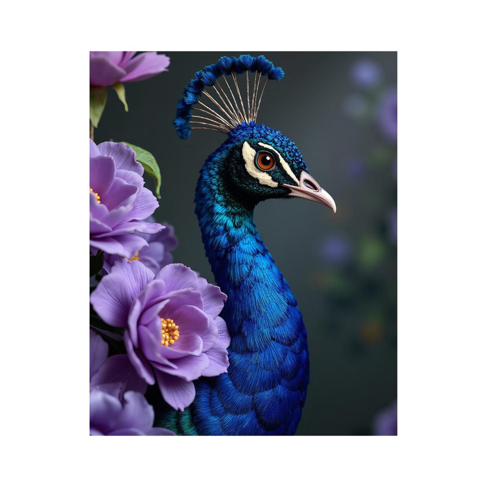 Paint by Numbers Kit for Adults, Peacock With Purple Blooms Paint by ...