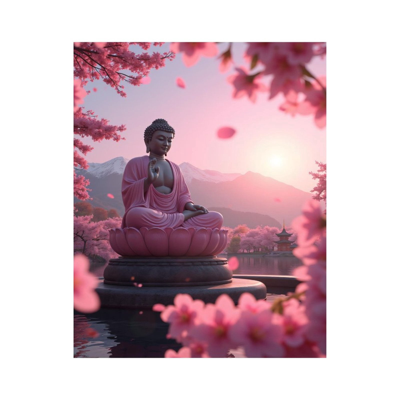 Paint by Numbers Kit for Adults, Pink Lotus Buddha Mountain Reflections ...