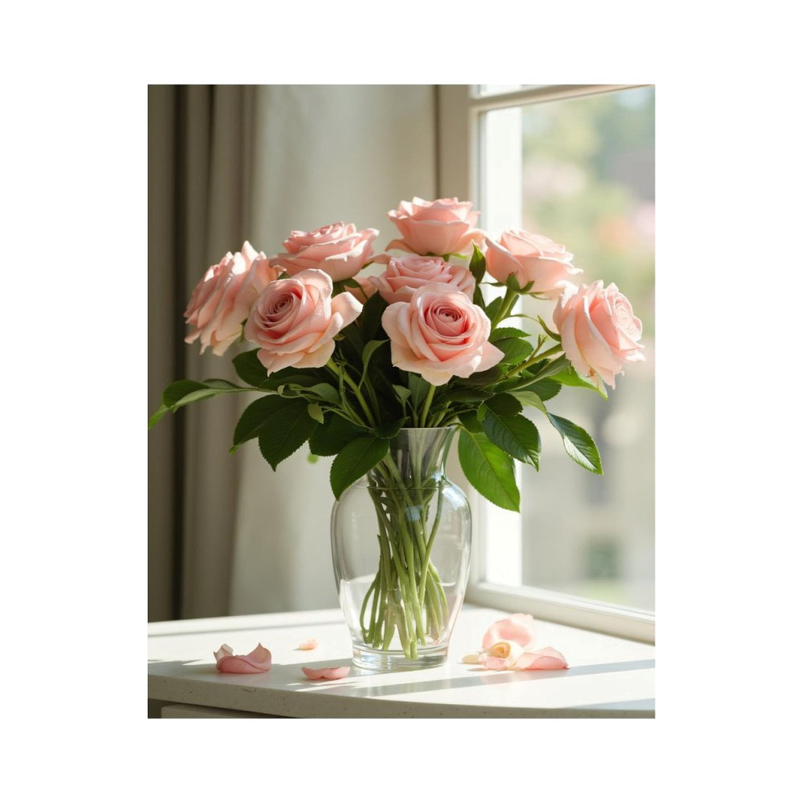 Paint by Numbers Kit for Adults, Pink Roses Vase Sunlit Arrangement ...