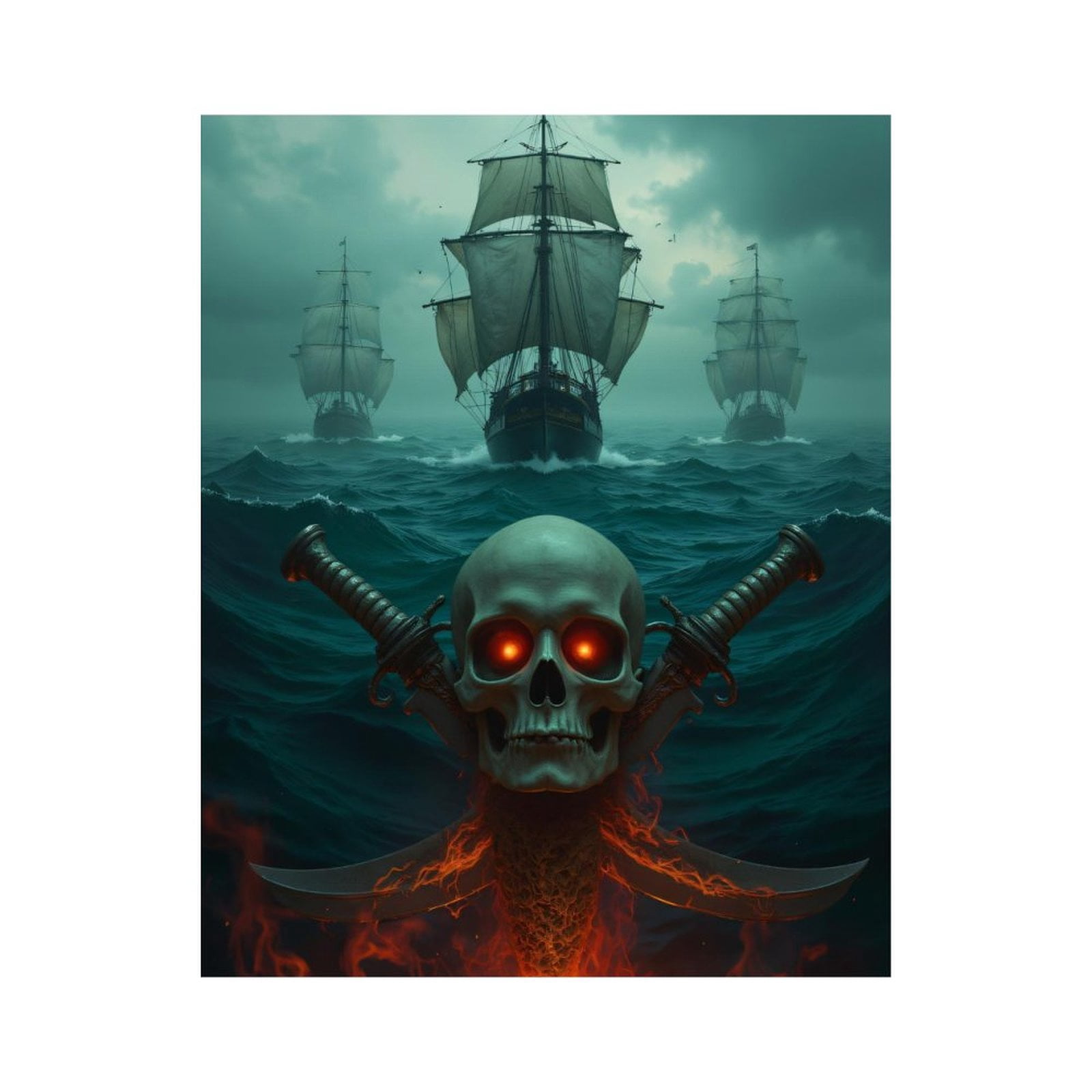 Paint by Numbers Kit for Adults, Pirate Ship Ocean Dark Skulls Swords ...