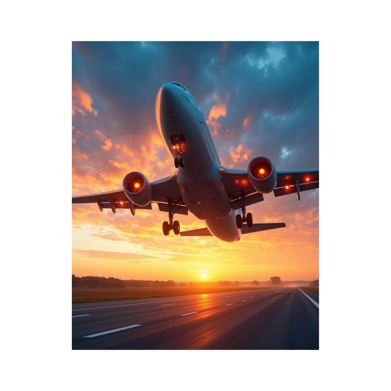 Paint by Numbers Kit for Adults, Plane Sunset Takeoff Runway Sky Paint ...
