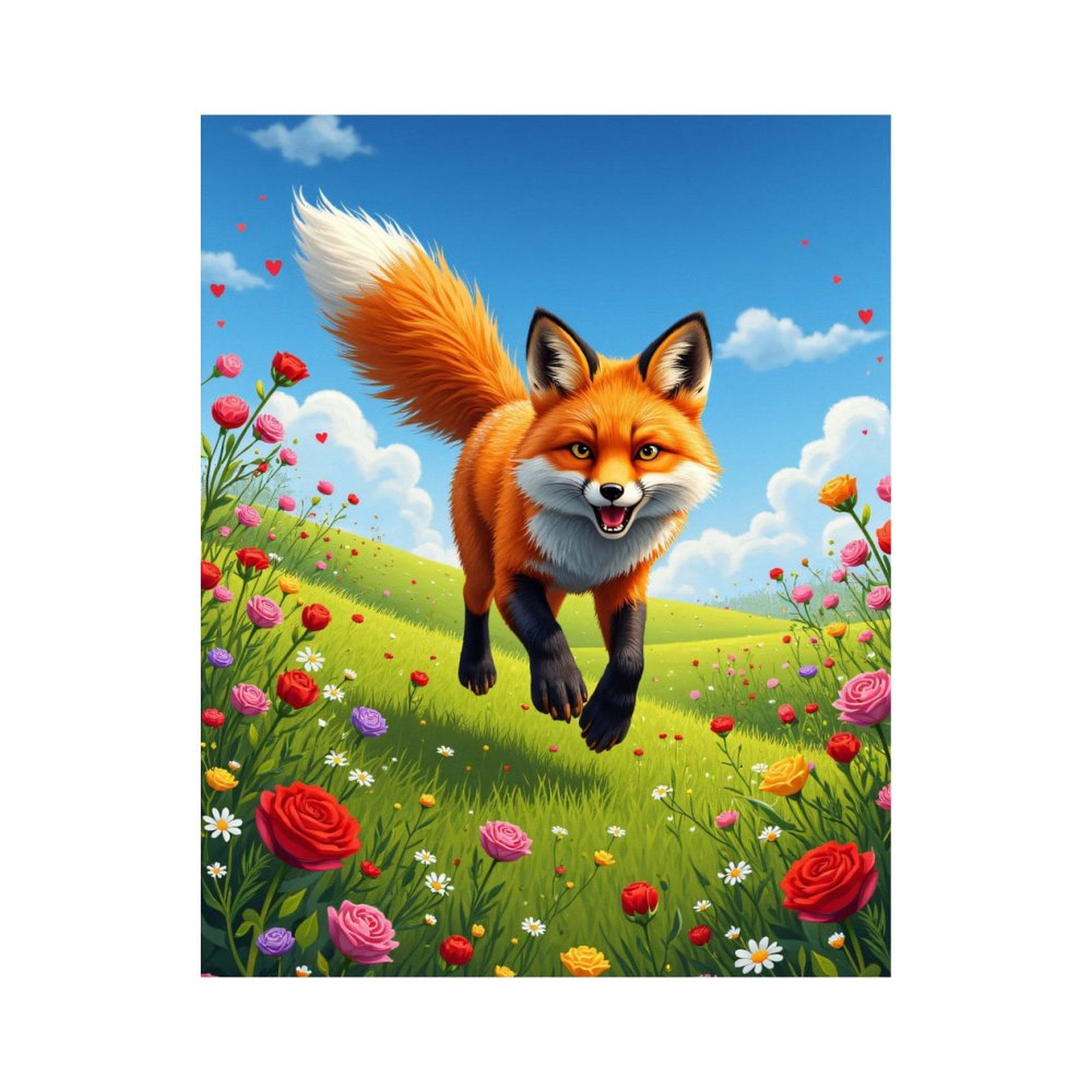 Paint by Numbers Kit for Adults, Playful Fox In Vibrant Flower Field ...