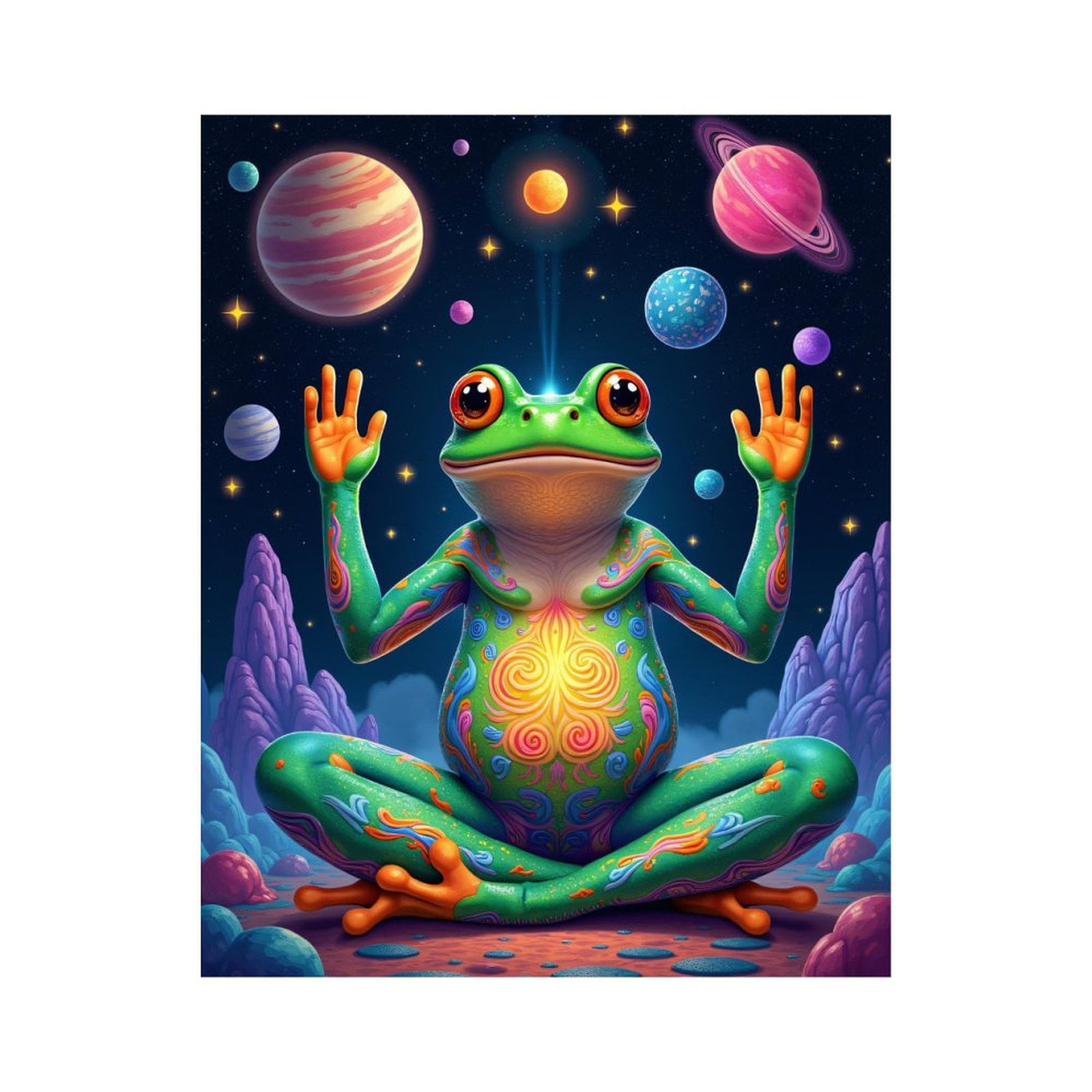 Paint by Numbers Kit for Adults, Psychedelic Space Frog Meditation ...