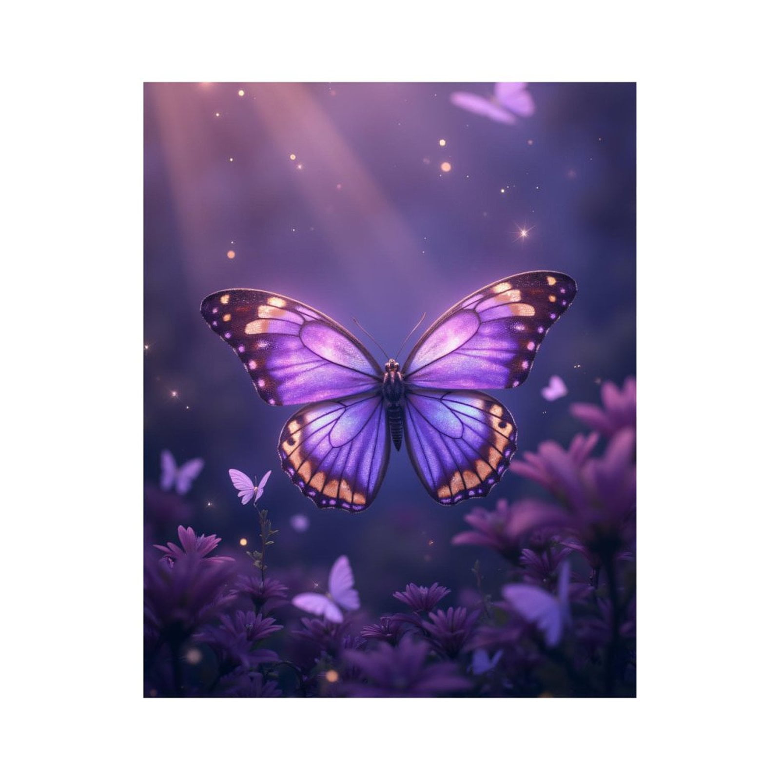Paint by Numbers Kit for Adults, Purple Butterfly Enchanted Flowers ...
