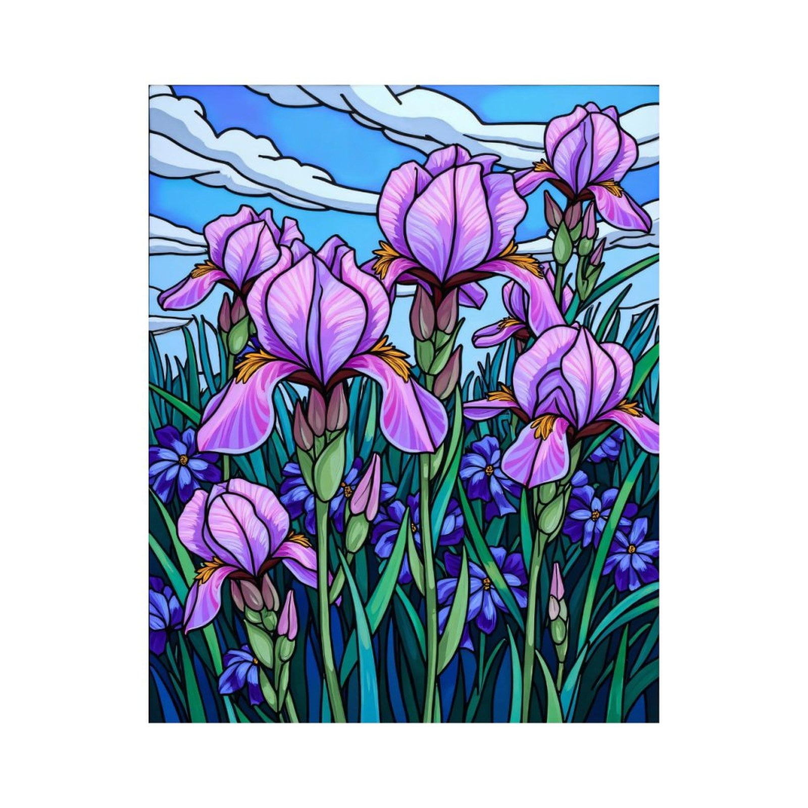 Paint by Numbers Kit for Adults, Purple Iris Field Sky Blossoms Paint by Numbers, Easy Paint by ...