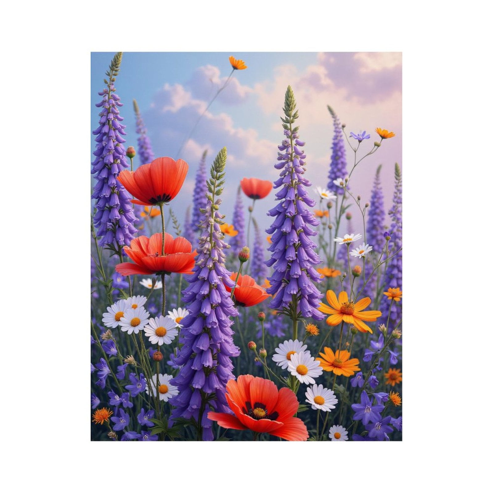 Paint by Numbers Kit for Adults, Purple Red Orange Blossoms Meadow Paint by Numbers, Easy Paint ...