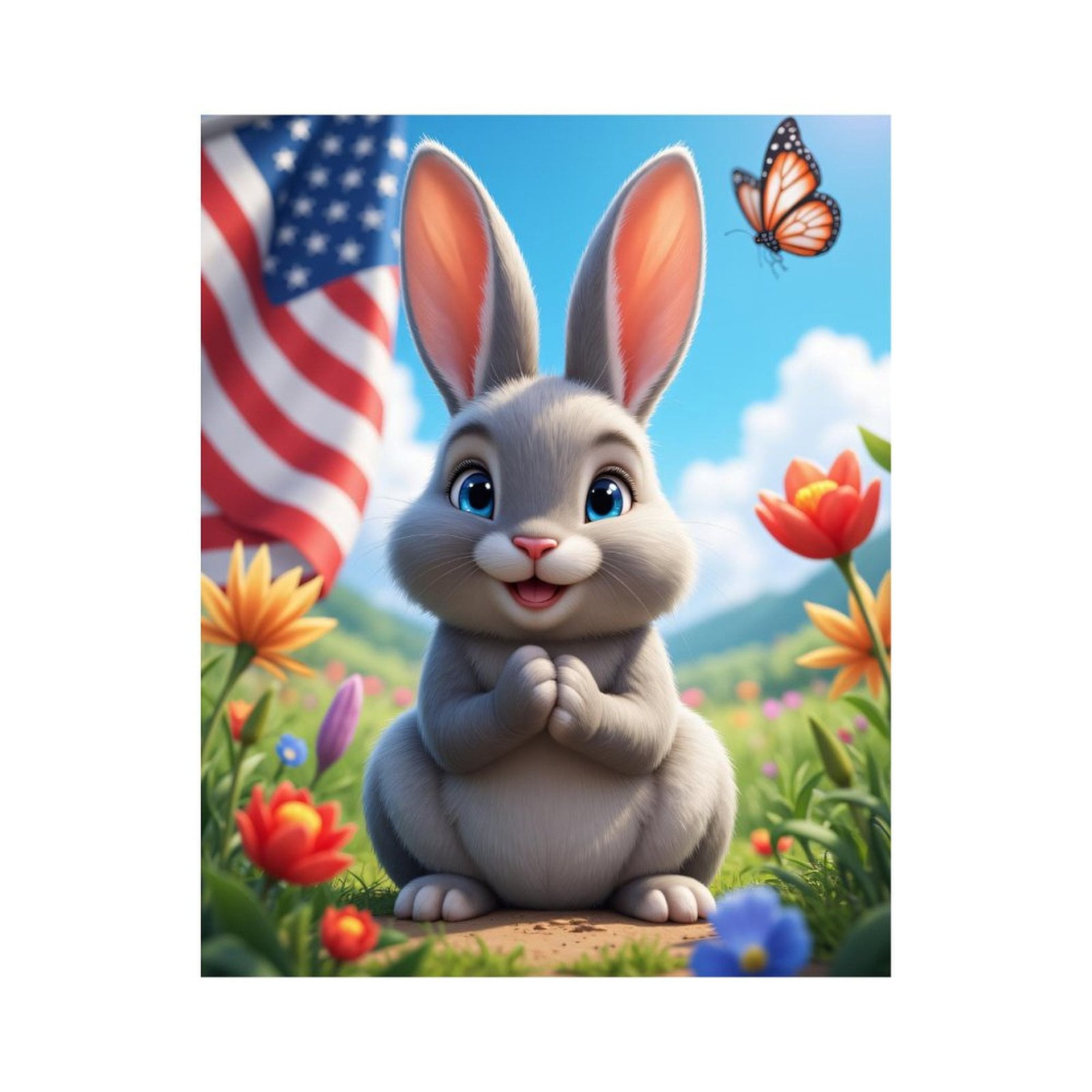 Paint by Numbers Kit for Adults, Rabbit Meadow Butterfly Flag Paint by ...