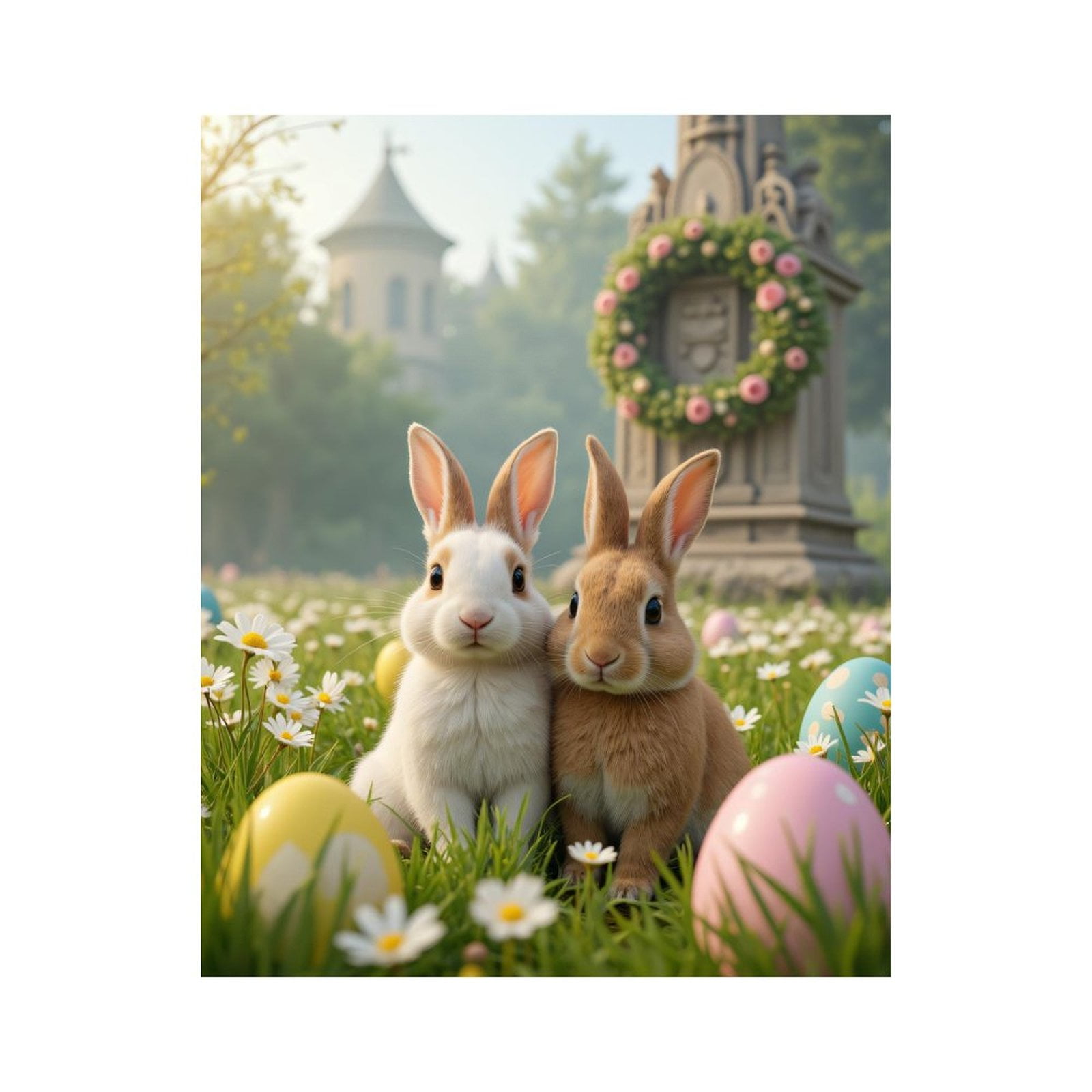 Paint by Numbers Kit for Adults, Rabbits Easter Eggs Spring Meadow ...