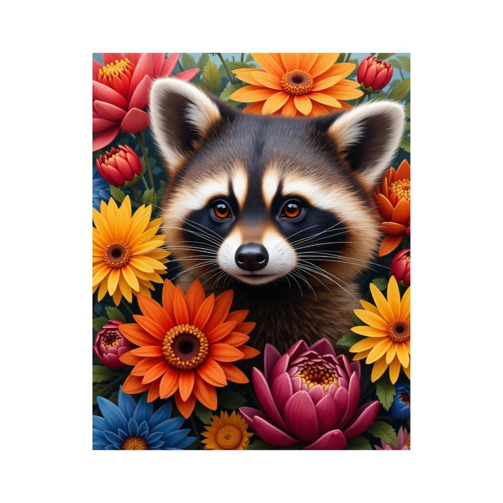 Paint by Numbers Kit for Adults, Raccoon Floral Arrangement Paint by ...