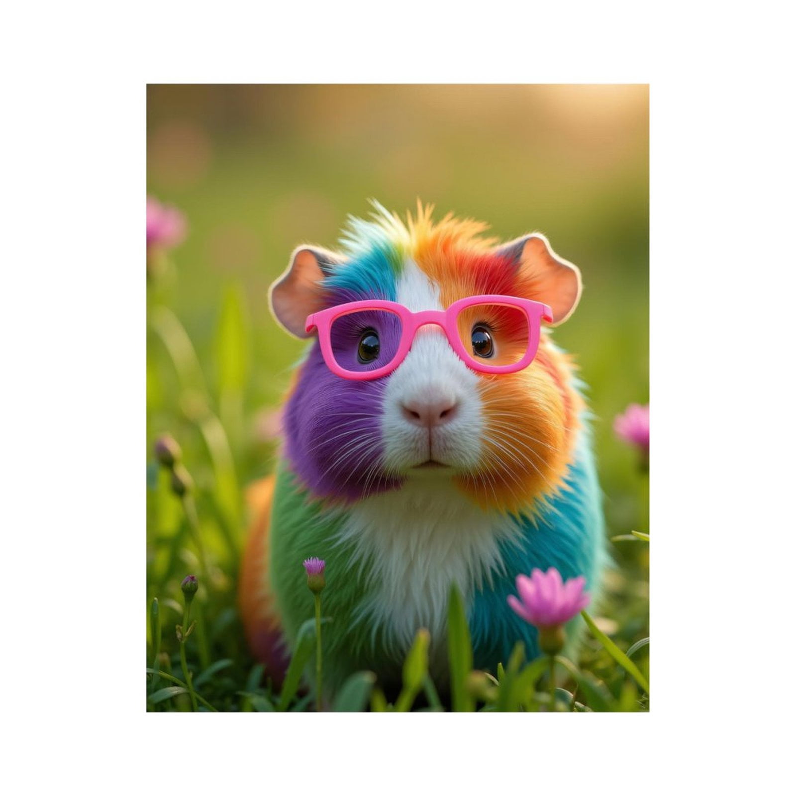 Paint by Numbers Kit for Adults, Rainbow Guinea Pig Glasses Meadow ...