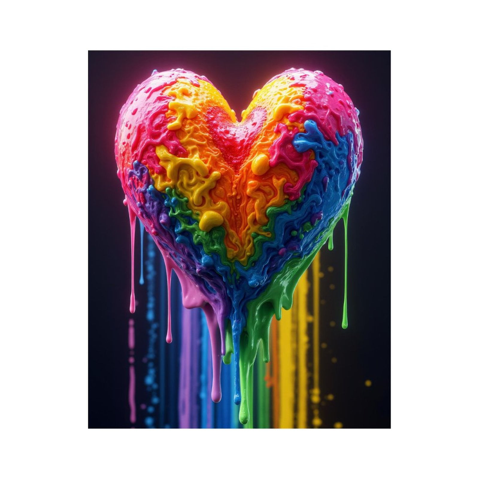 Paint by Numbers Kit for Adults, Rainbow Melting Heart Art Dripping ...