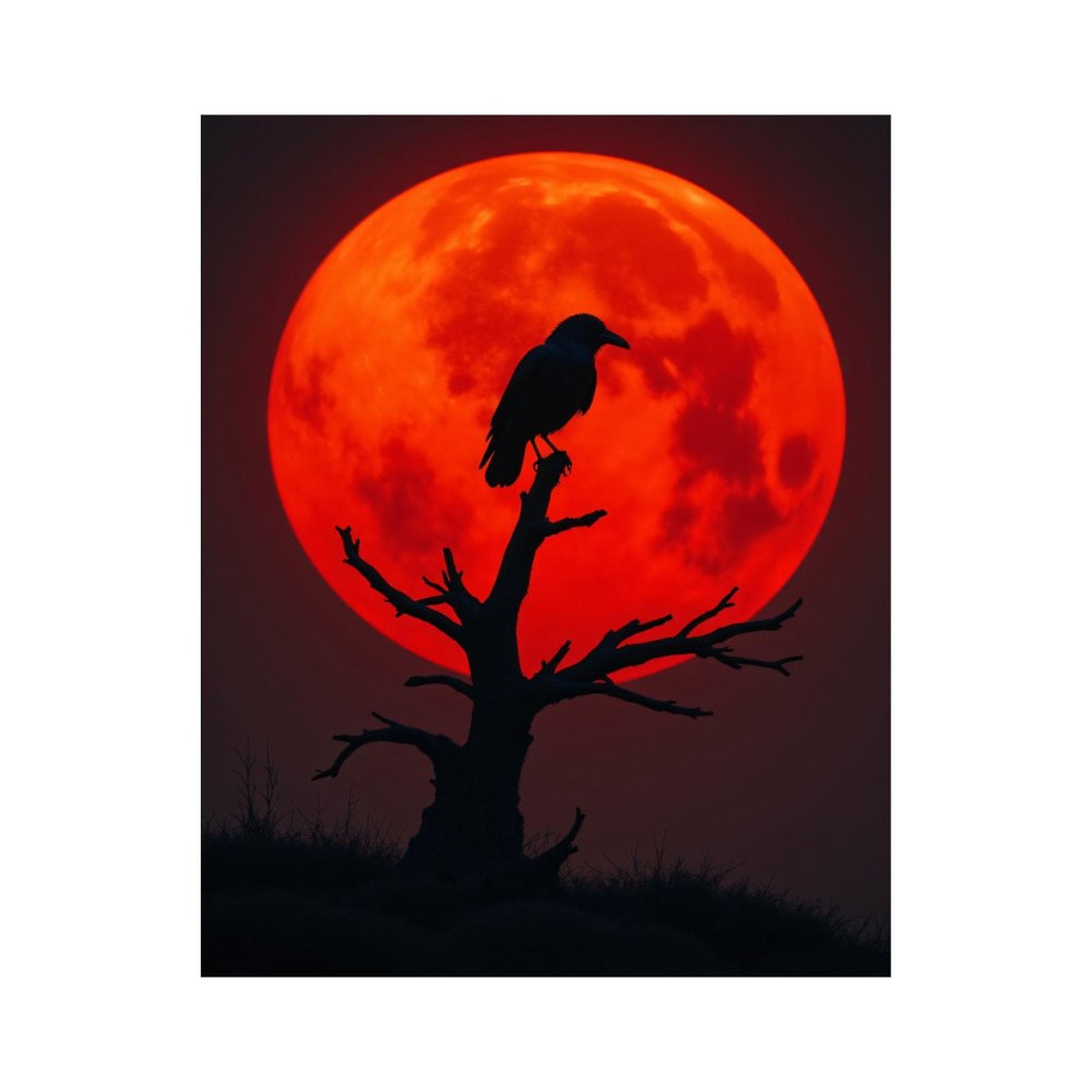 Paint by Numbers Kit for Adults, Raven Silhouette Red Moon Tree Paint ...