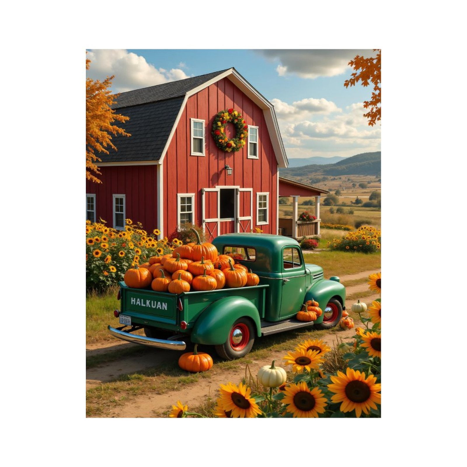 Paint by Numbers Kit for Adults, Red Barn Autumn Harvest Scene Paint by ...