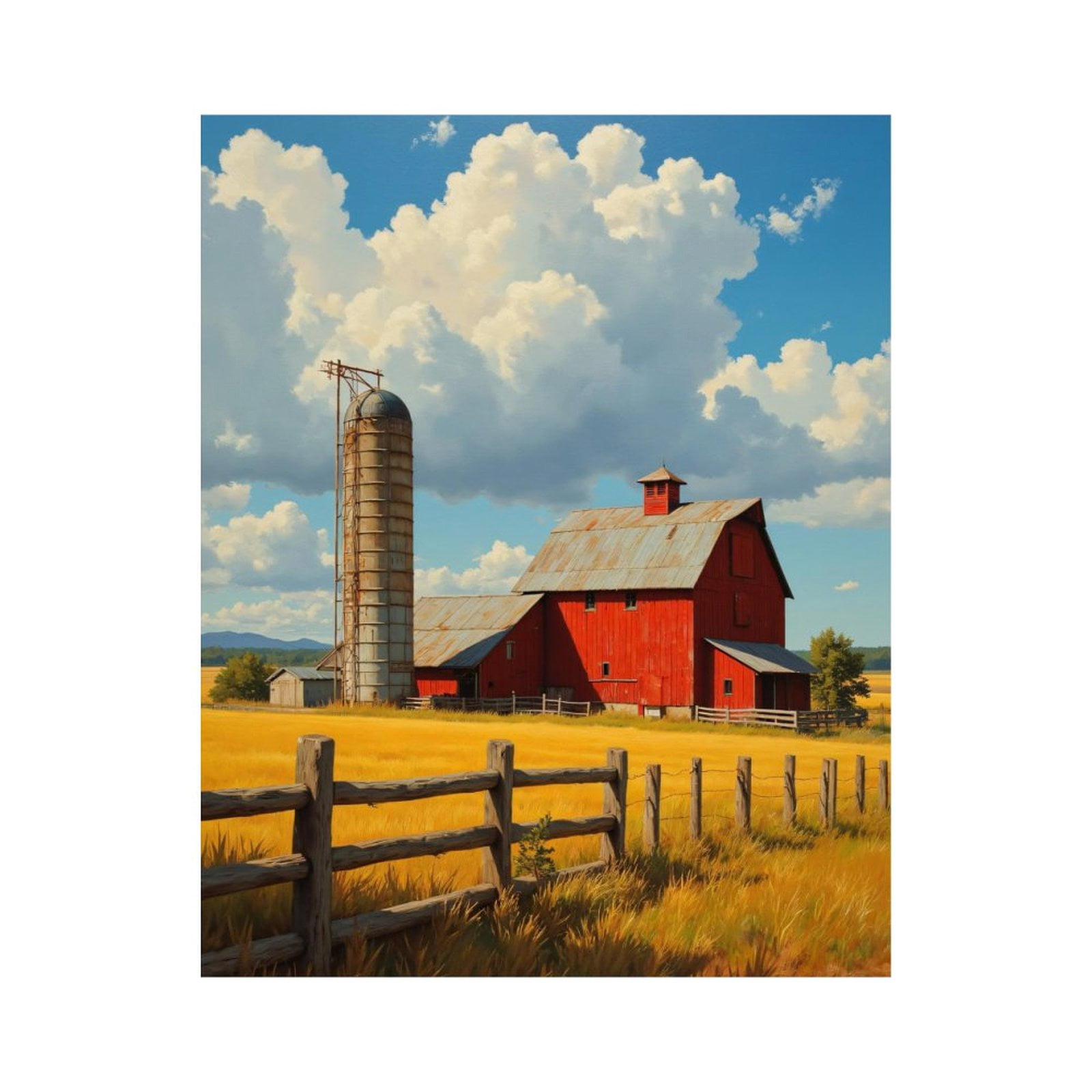 Paint by Numbers Kit for Adults, Red Barn Wheat Field Sky Clouds Paint ...